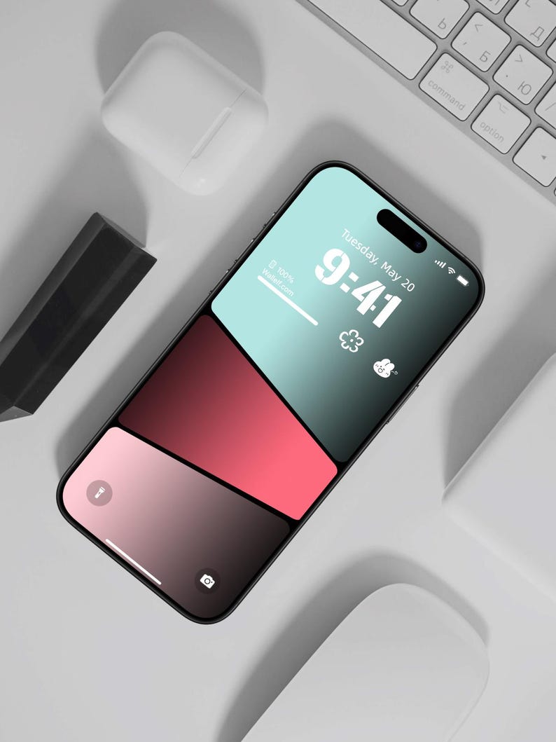 Modern Colorblock iPhone Wallpaper | Red Blue Abstract Ios Lock Screen ...