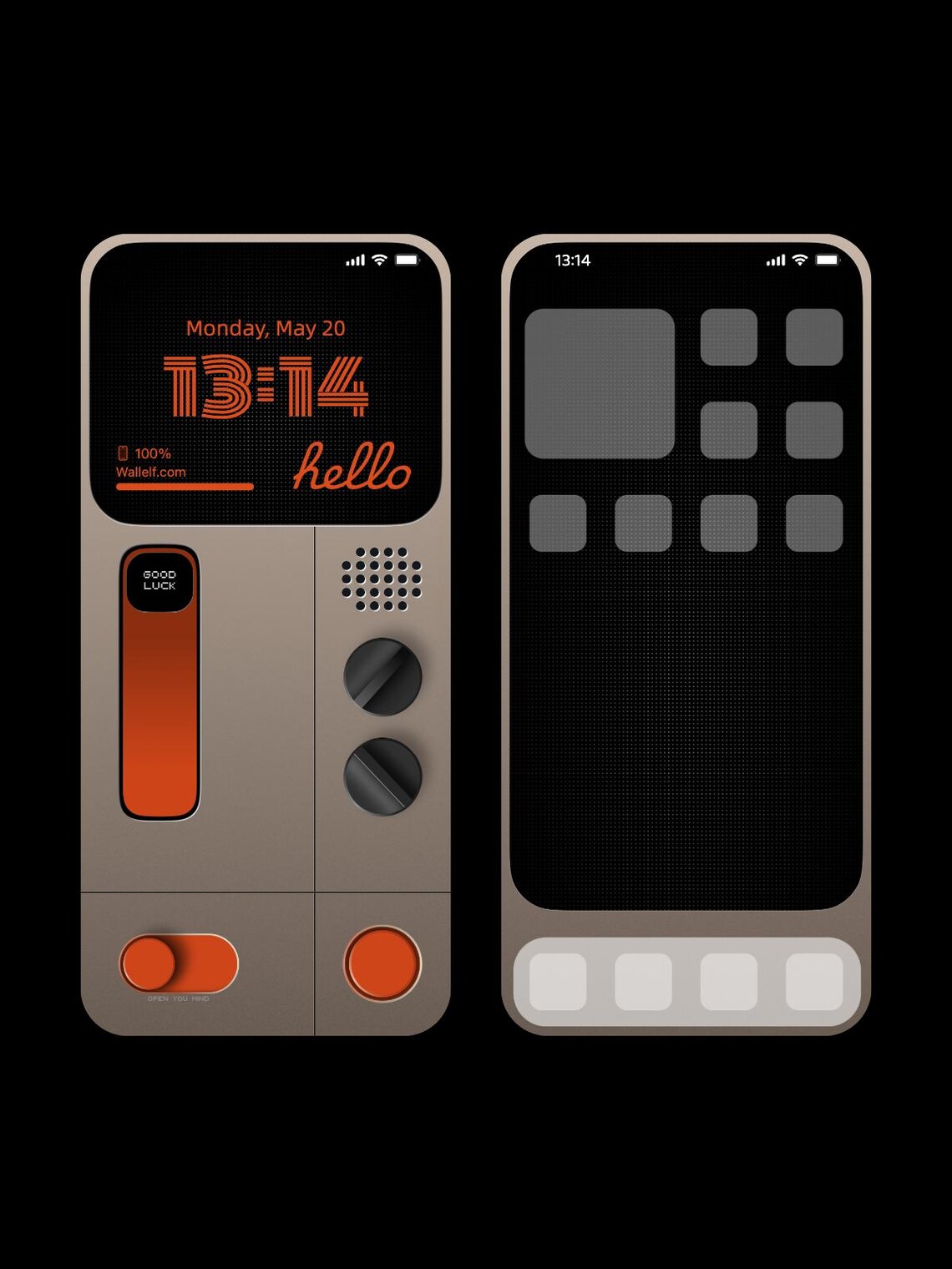 Vintage Retro Audio Control Wallpaper Set for iPhone Android Lock ...