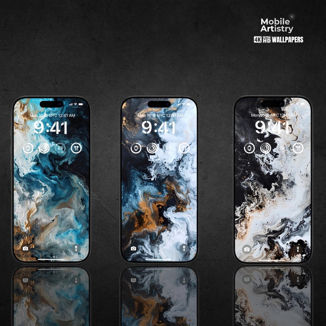 Abstract Marble Swirl 4K Phone Wallpaper Set | Artistic Fluid Art Trio ...