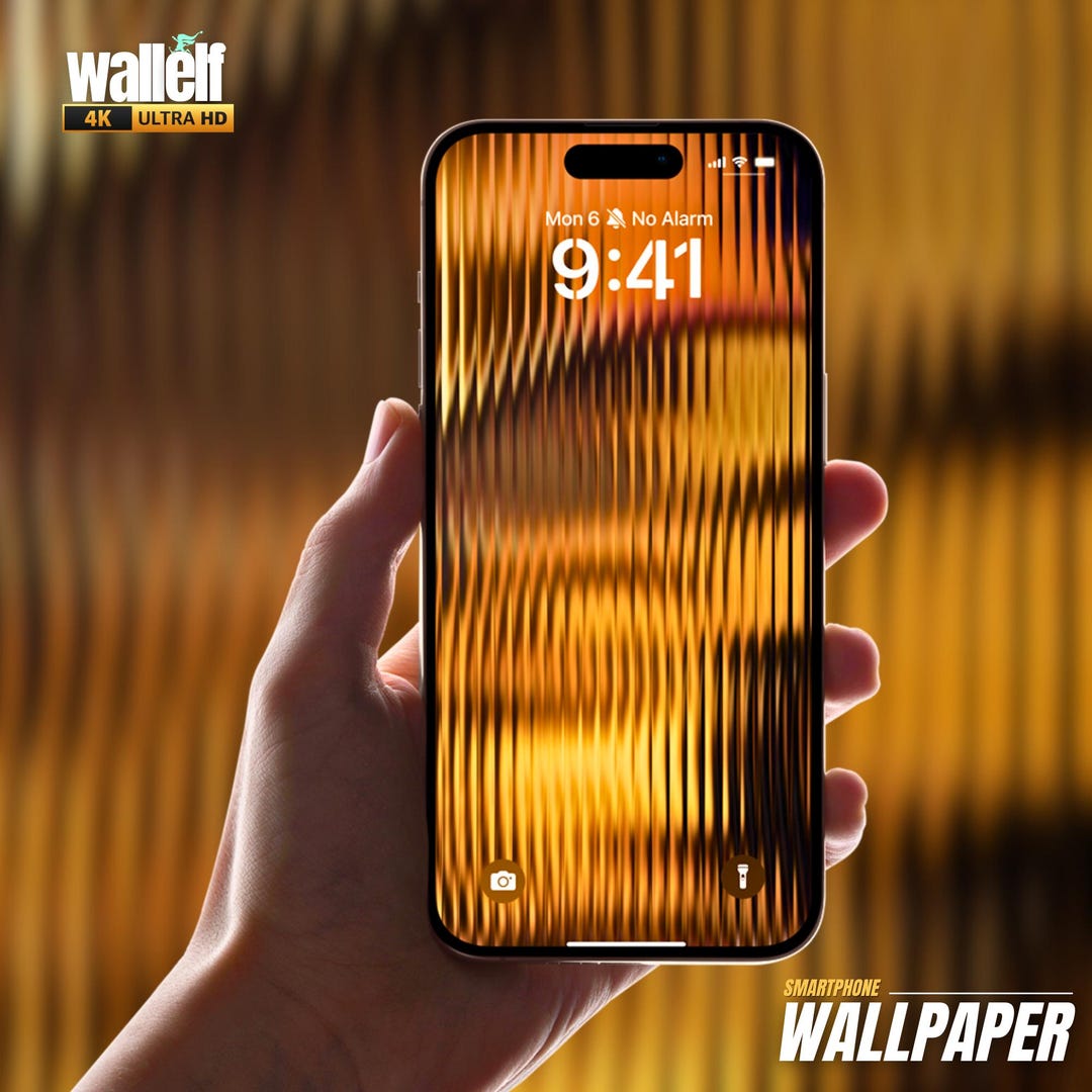 Golden Wave Abstract Phone Wallpaper | Modern Minimalist Digital Art ...