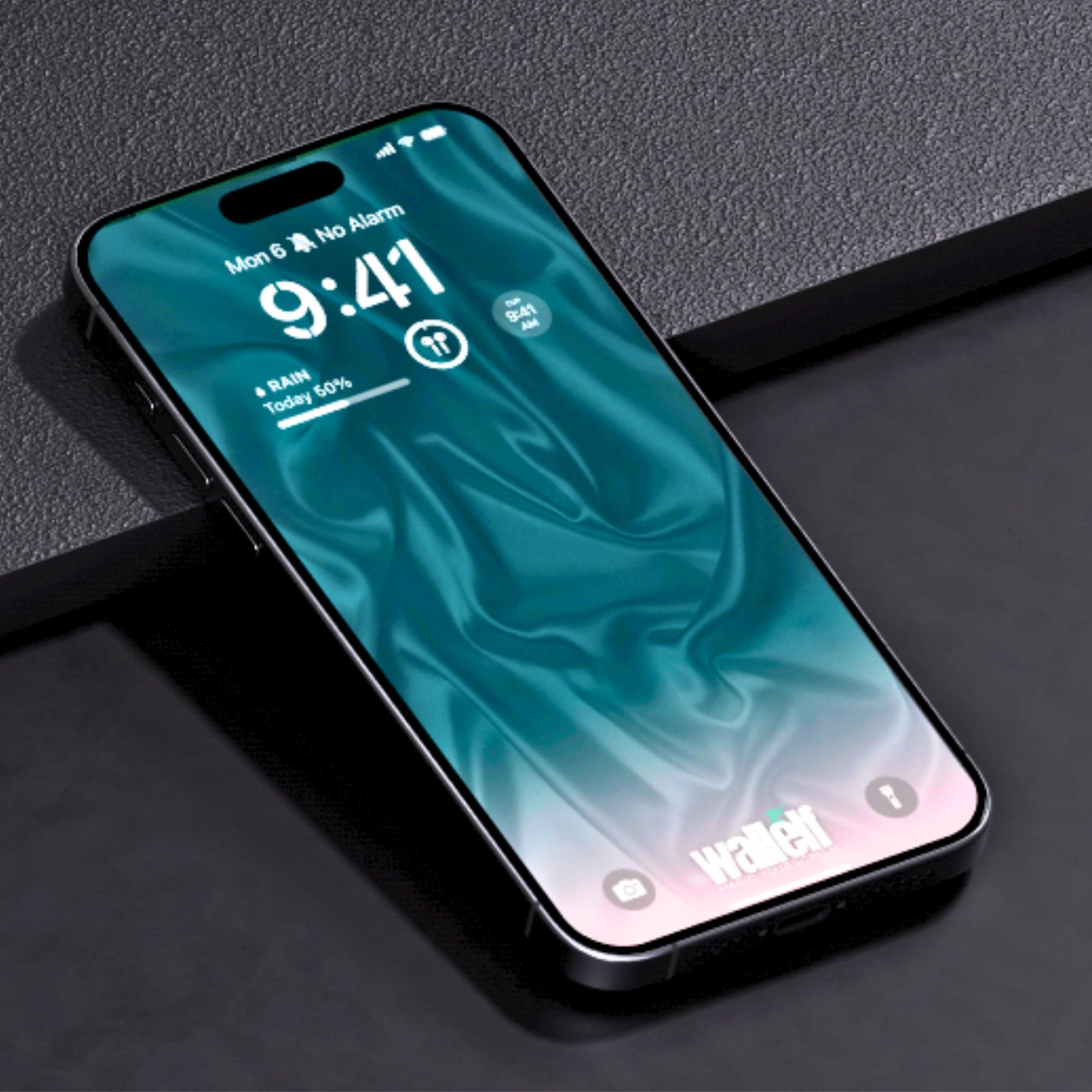 Silk Texture Teal Wallpaper Set for iPhone Android Elegant Satin Design ...