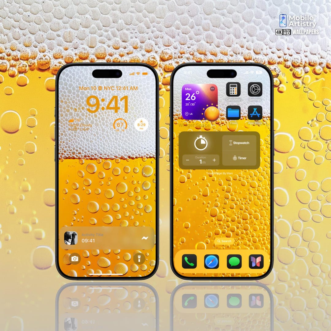 4K Golden Beer Bubbles Wallpaper | Lock Screen & Home Screen Background ...