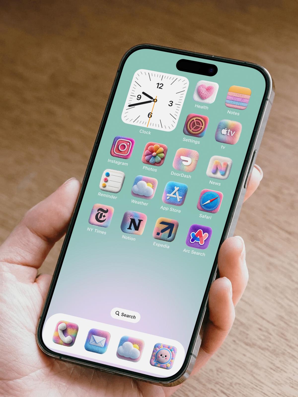 147 Candy Pastel Fuzzy App Icons | Cute Ios Icon Pack | Aesthetic App ...