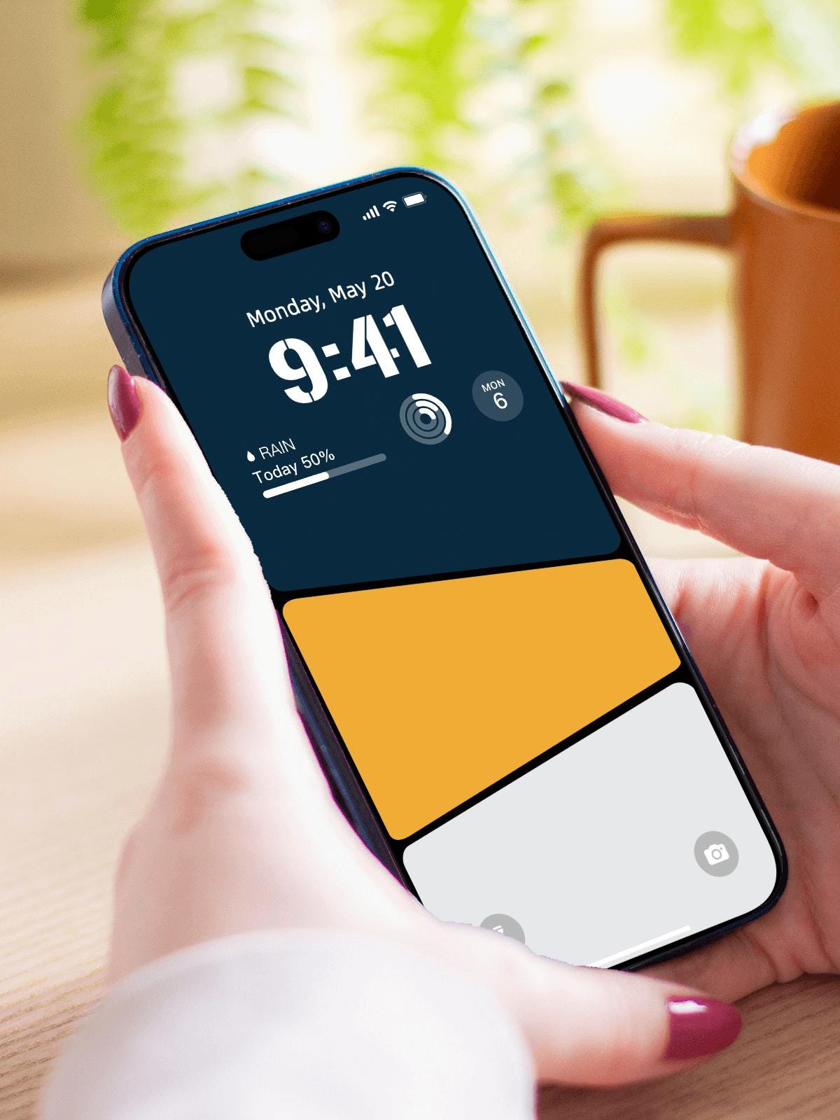 Dark Blue Orange iPhone Wallpaper | Minimalist Colorblock Lock Screen ...