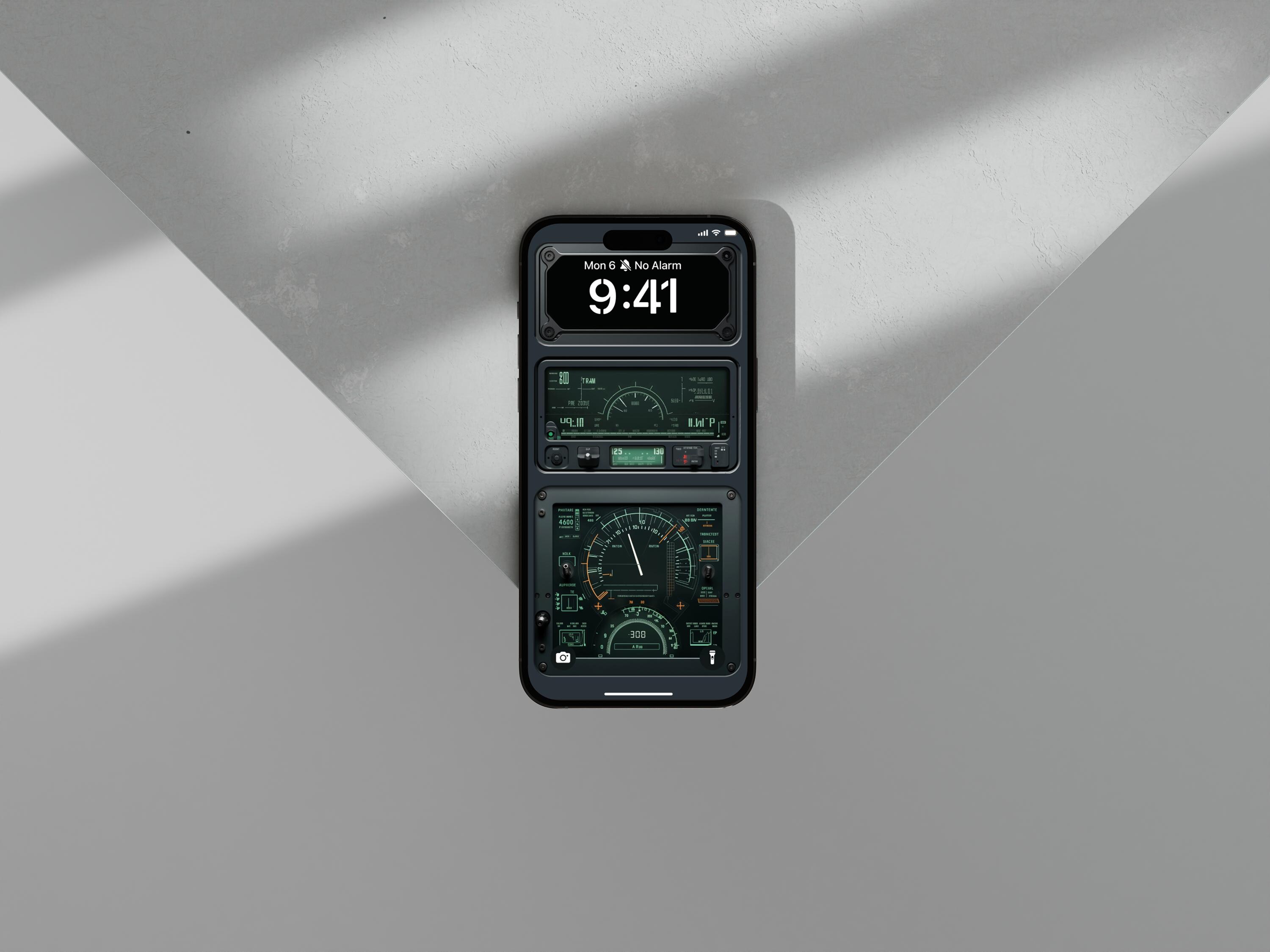 Retro Aviation Cockpit Dashboard Phone Wallpaper | Futuristic Green HUD ...