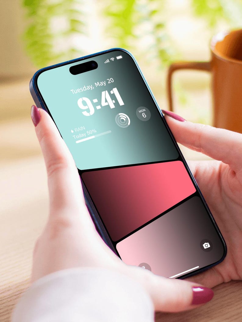 Modern Colorblock iPhone Wallpaper | Red Blue Abstract Ios Lock Screen ...