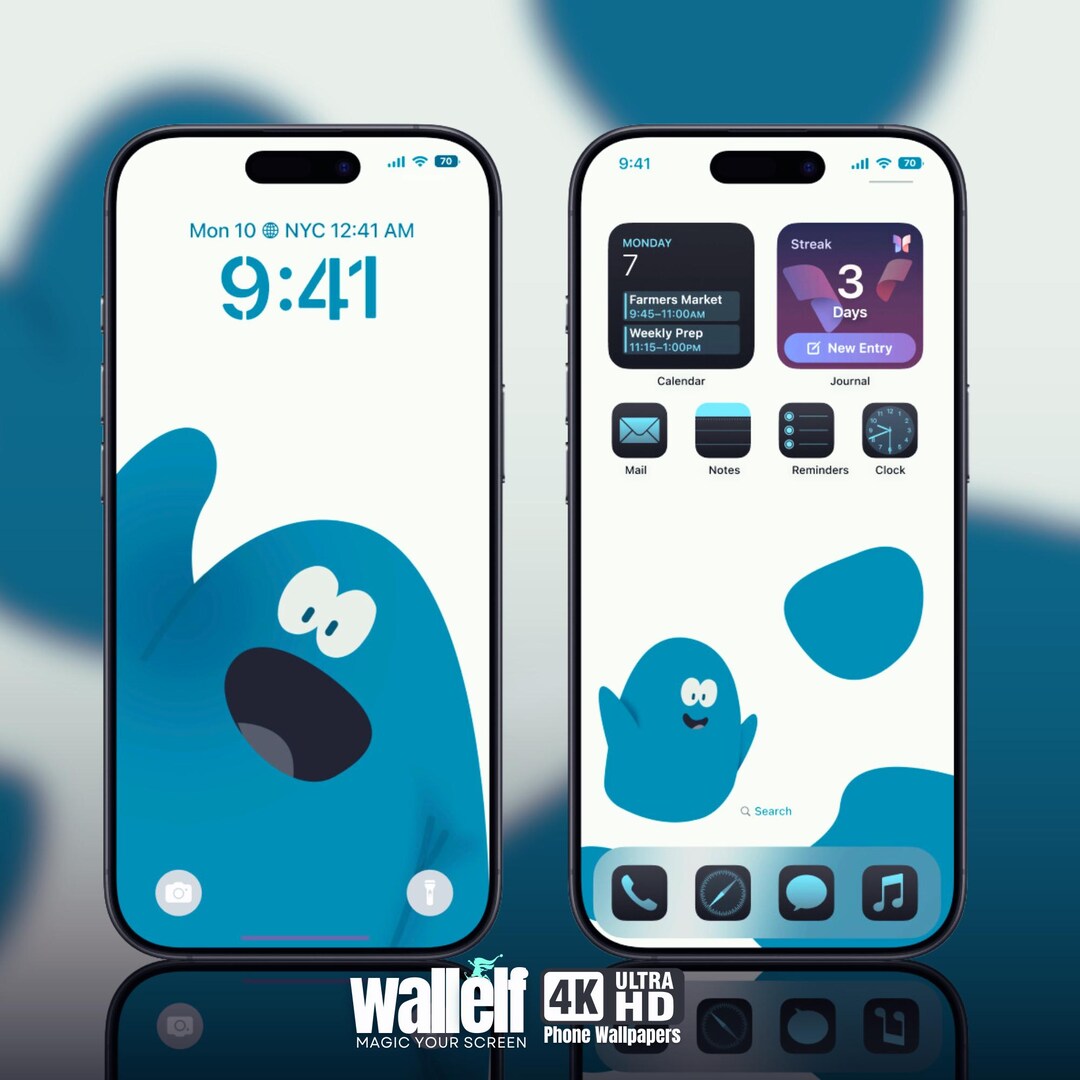 Playful Blue Ghost Wallpaper | Fun Cartoon Theme for Ios & Android | 4K ...