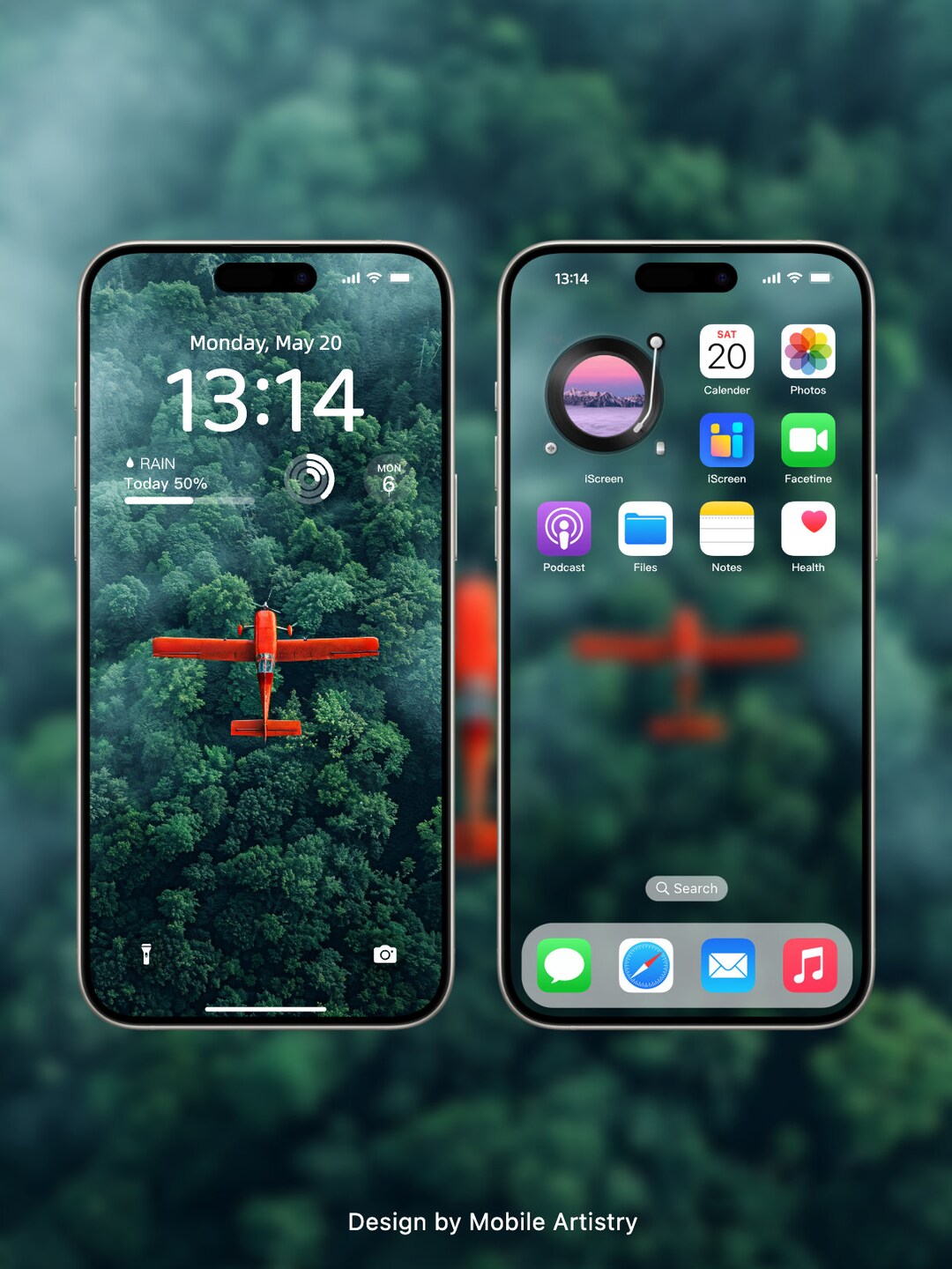 Aerial Adventure Plane Mobile Wallpaper | Vibrant Red Over Green Forest ...