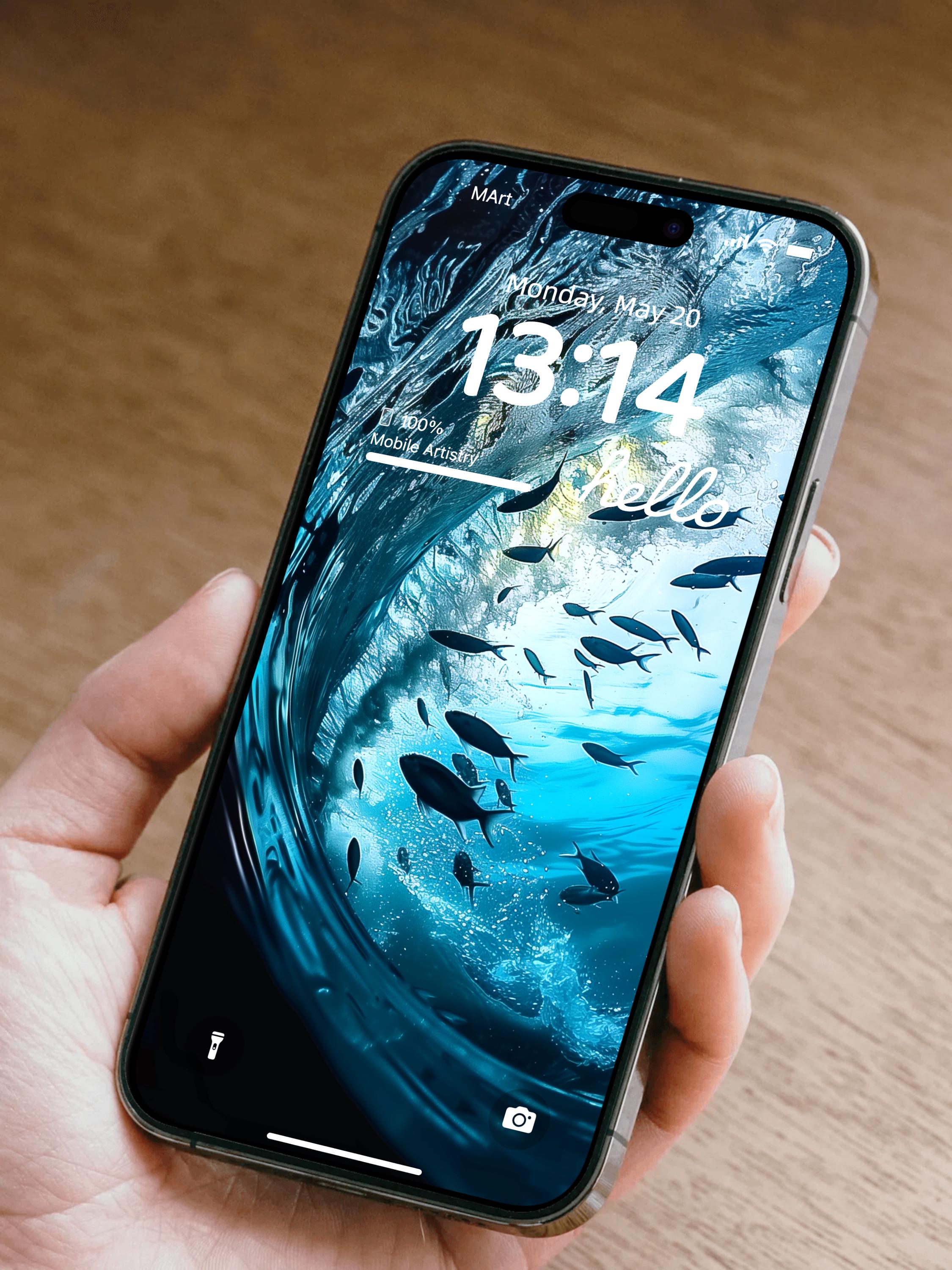 Underwater Ocean Waves Phone Wallpaper - High Definition Fish School ...