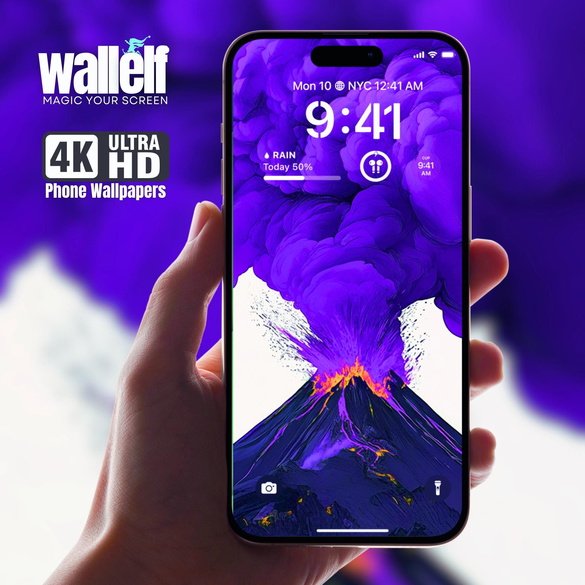 Purple Volcano Eruption 4K Ultra HD Phone Wallpaper - Bold and Dramatic ...