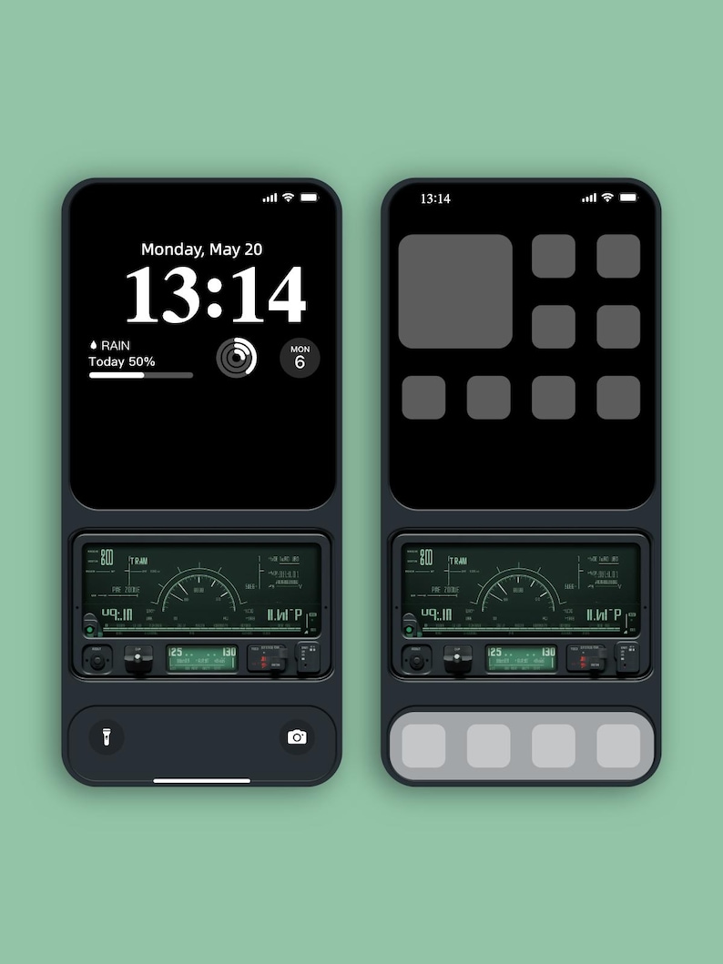 Retro Aviation Cockpit Dashboard Phone Wallpaper | Futuristic Green HUD ...