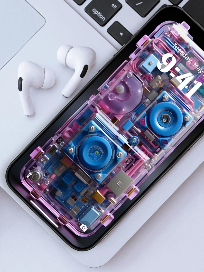 Cyber Core Tech iPhone Wallpaper | Futuristic Transparent Lock Screen ...