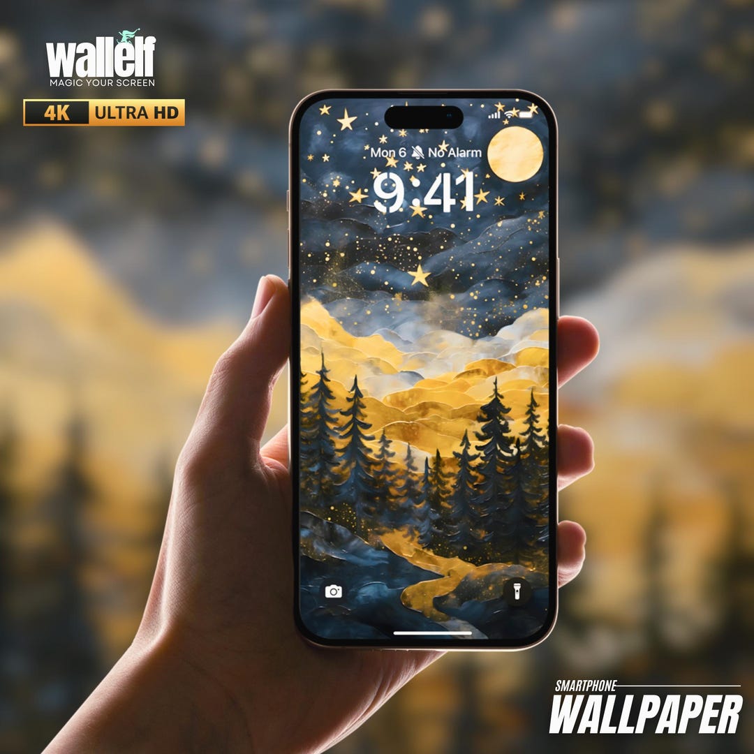 Golden Forest Nightscape Wallpaper | Design for Ios & Android |mobile ...