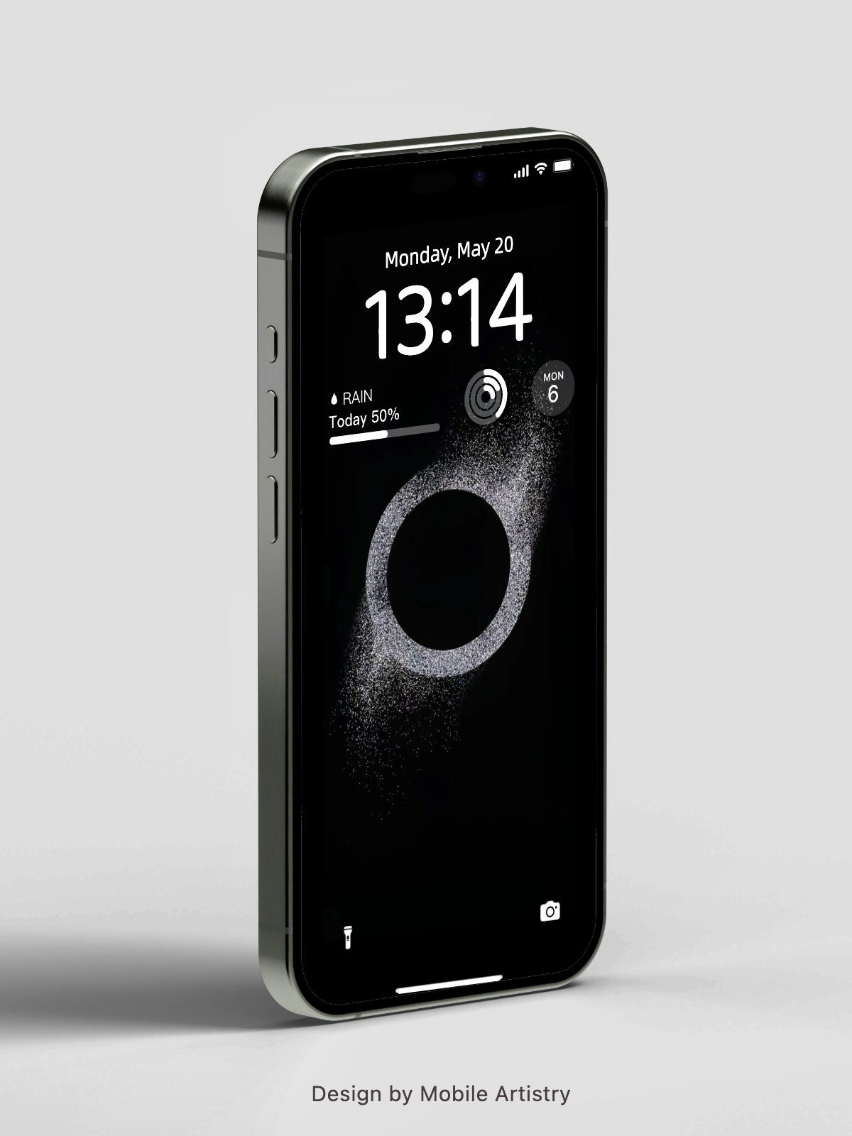 Minimalist Cosmic Ring Mobile Wallpaper - Sleek Black and White Design ...