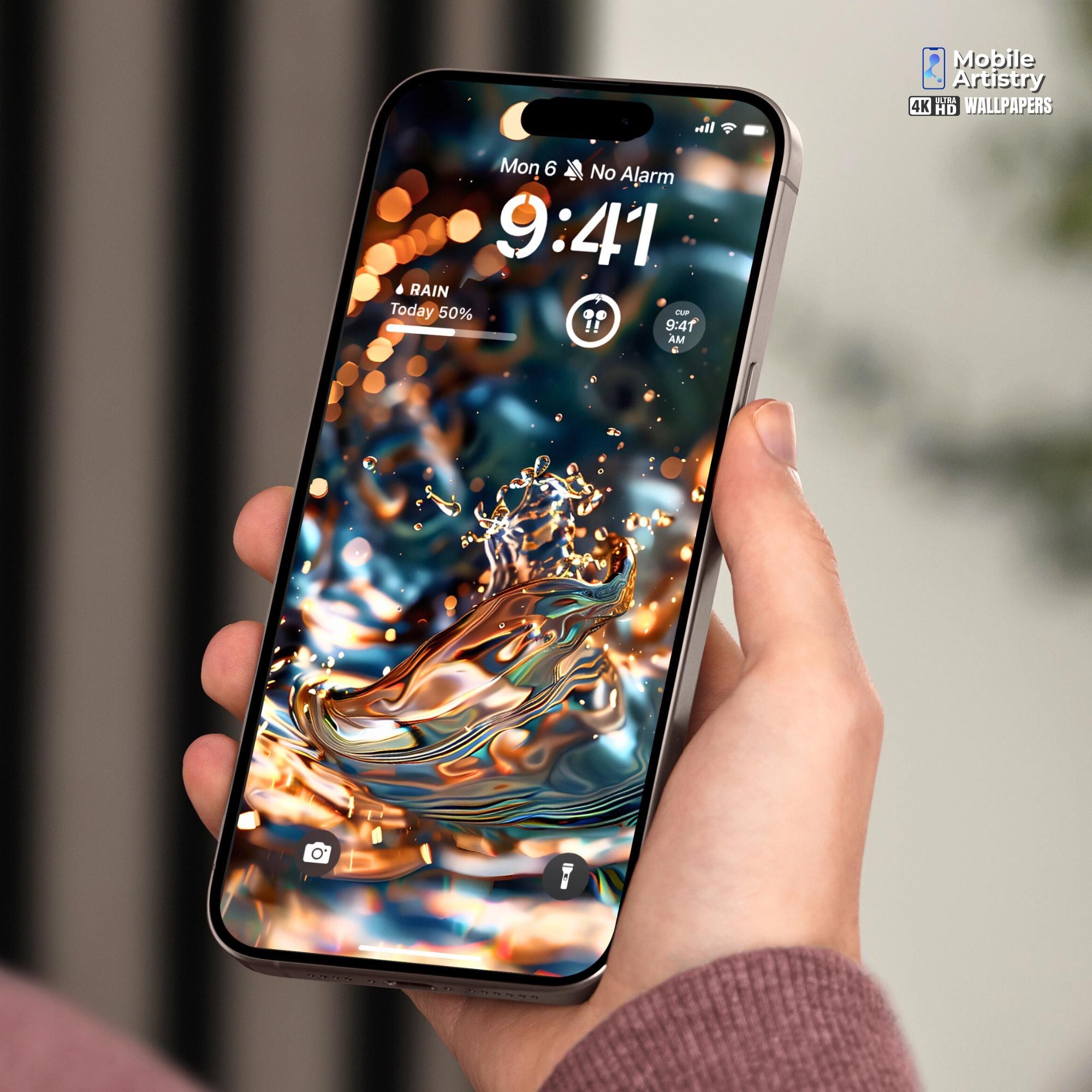 Golden Liquid Glass Phone Wallpaper | 4K HD for Iphone, Android ...