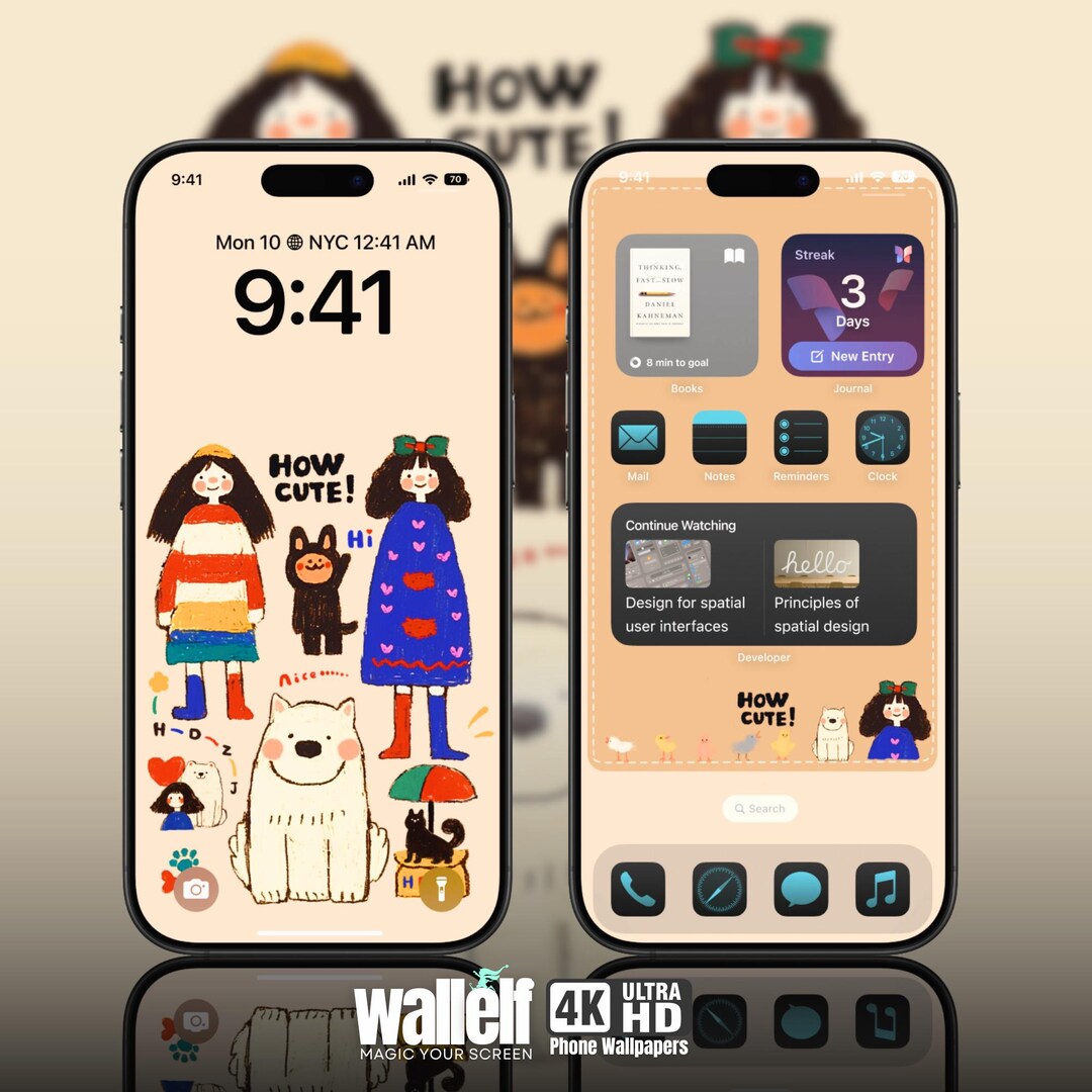 Cute Hand-drawn Character Phone Wallpaper | Adorable Illustrated Design ...