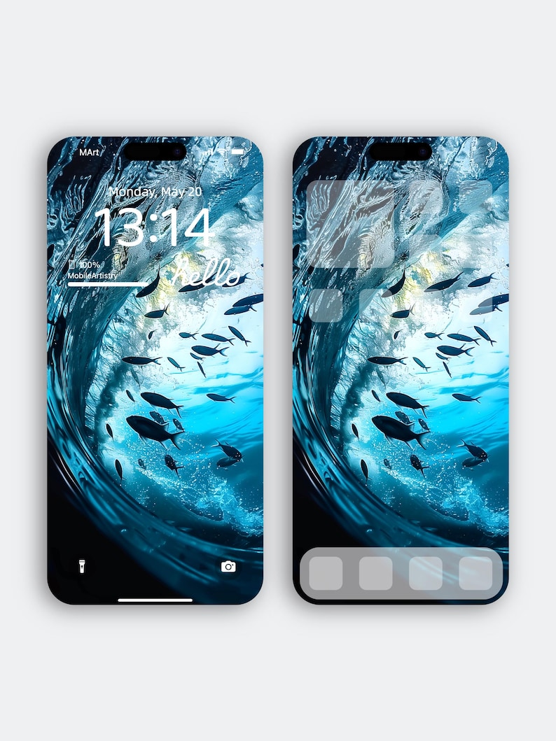 Underwater Ocean Waves Phone Wallpaper - High Definition Fish School ...