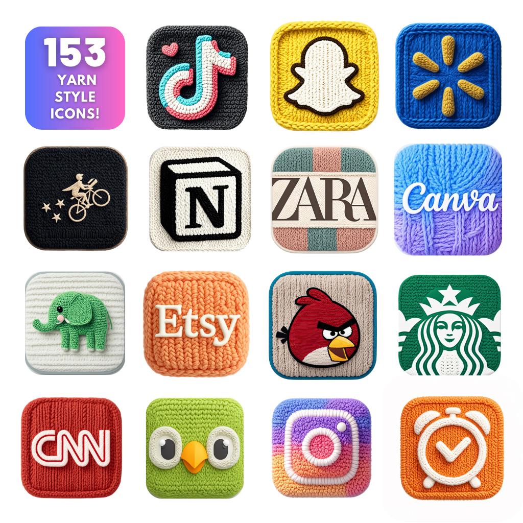 153 Cute Yarn App Icons + 4 Bonus iPhone Wallpapers | Cozy Knit iPhone ...