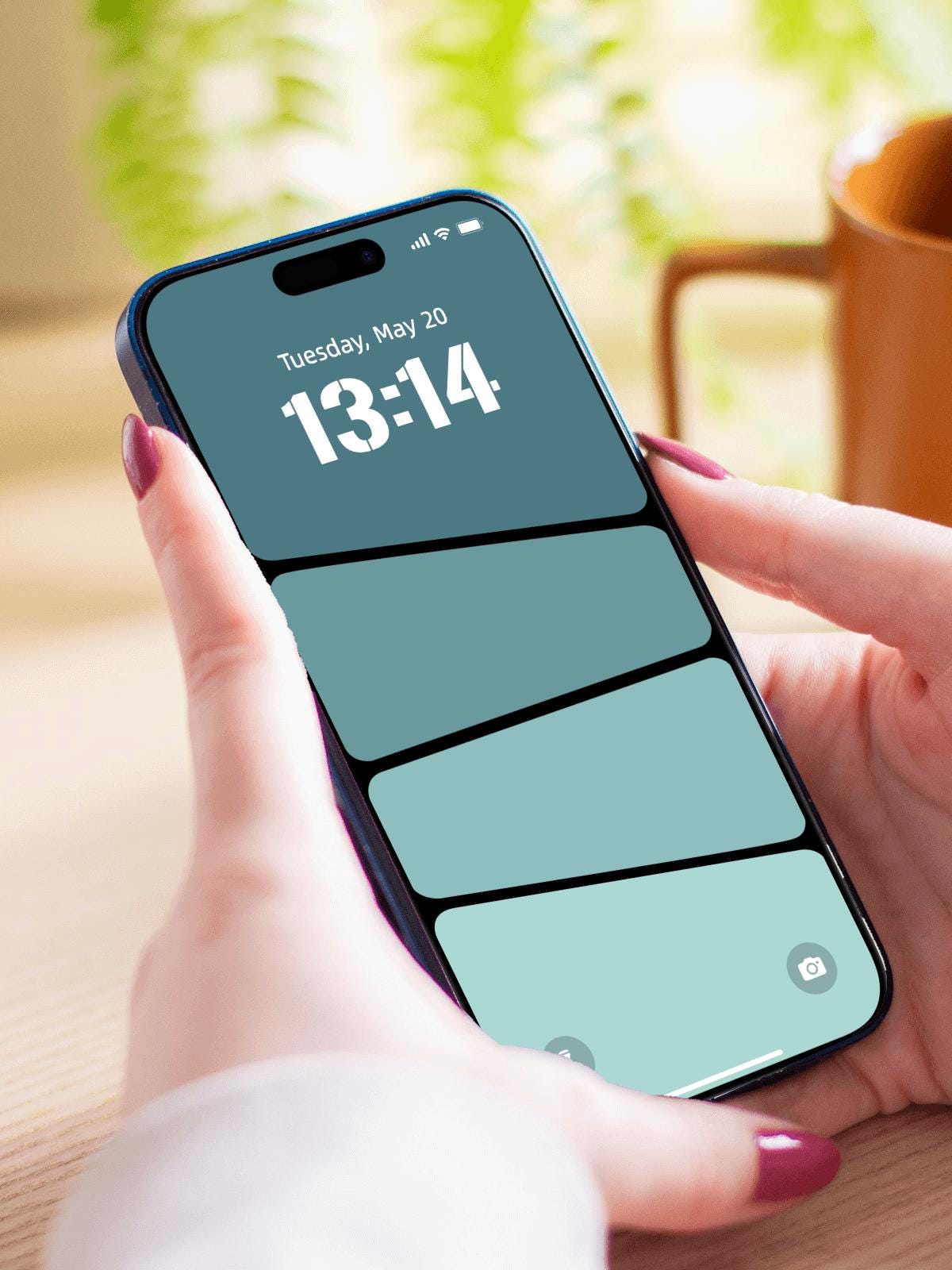 Aesthetic Gradient Split Wallpaper Set | Teal Blue iPhone iPad ...