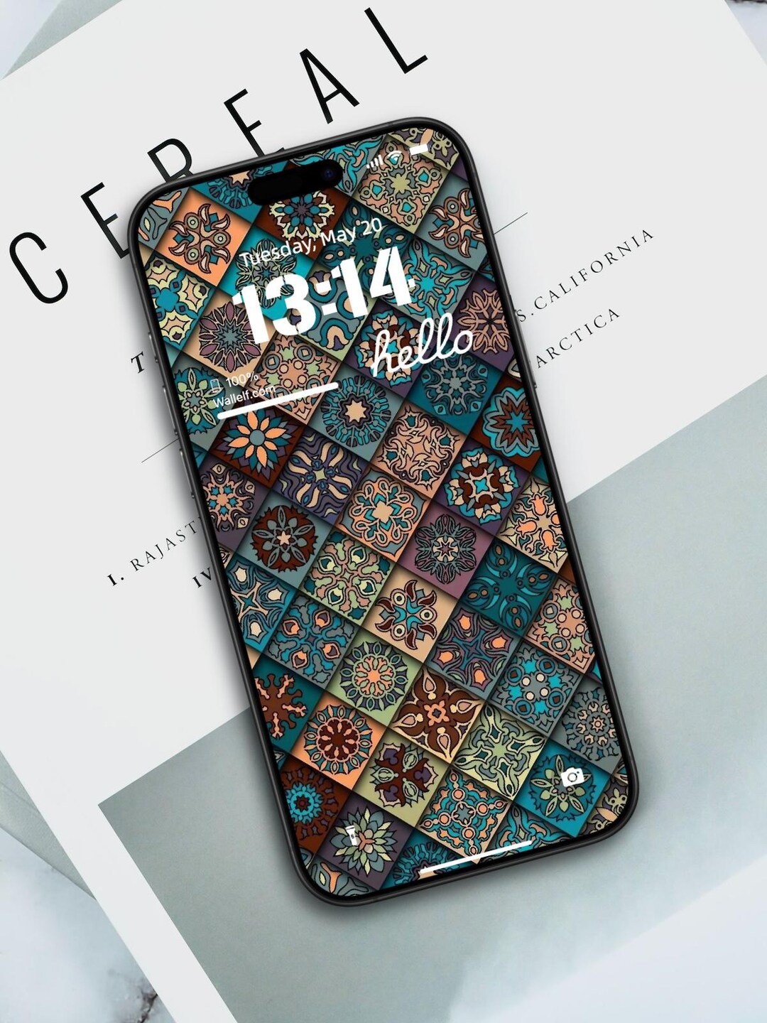 Boho Mosaic iPhone Wallpaper | Vintage Tile Aesthetic | Moroccan ...