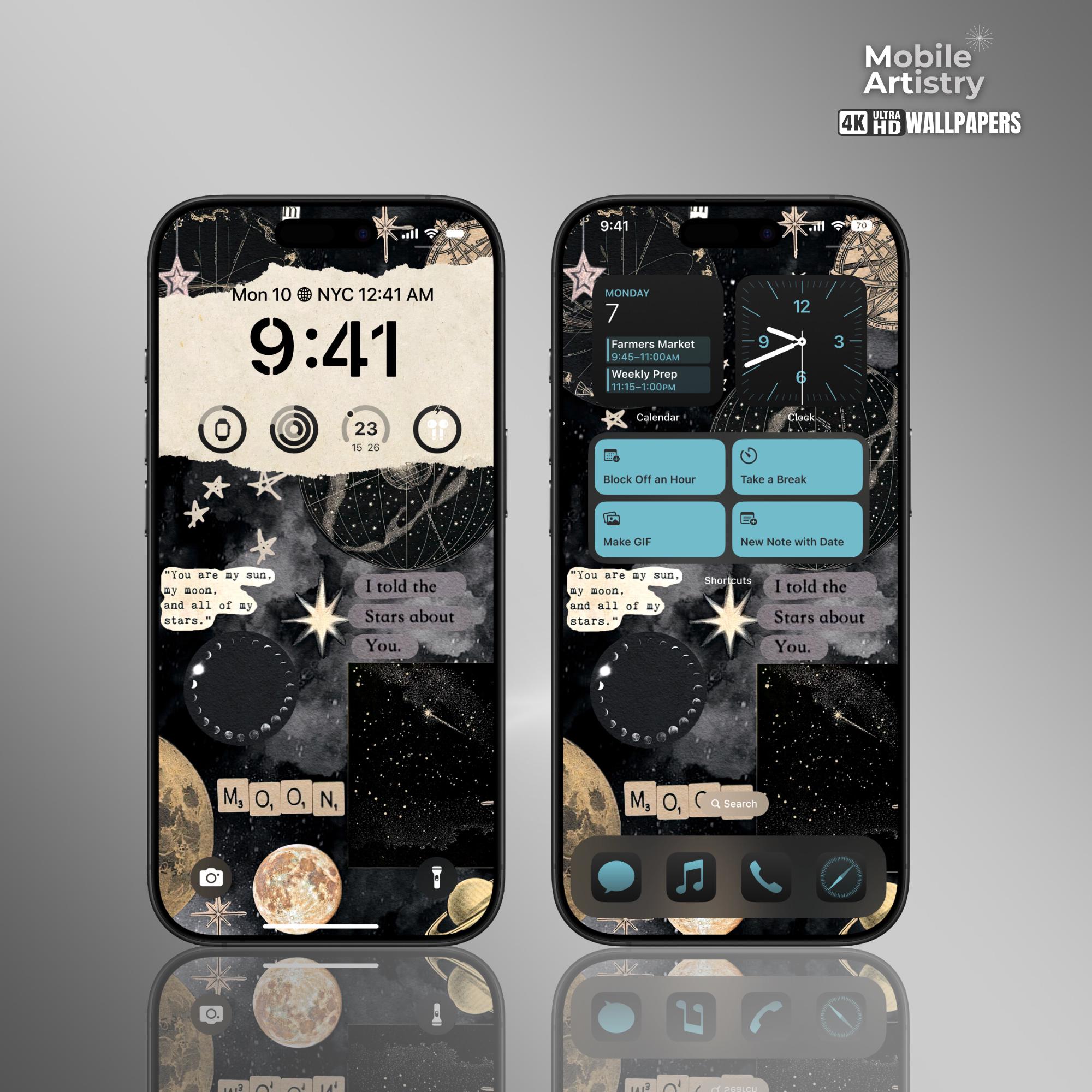 Celestial Aesthetic iPhone Wallpaper | Vintage Galaxy Background | Moon ...