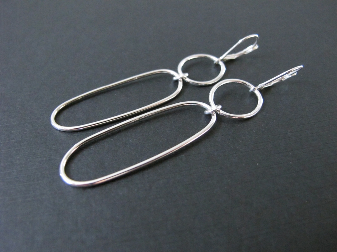 Two-tier Hoop Dangle Earrings, Minimalist Jewelry, Gift for Her - Etsy