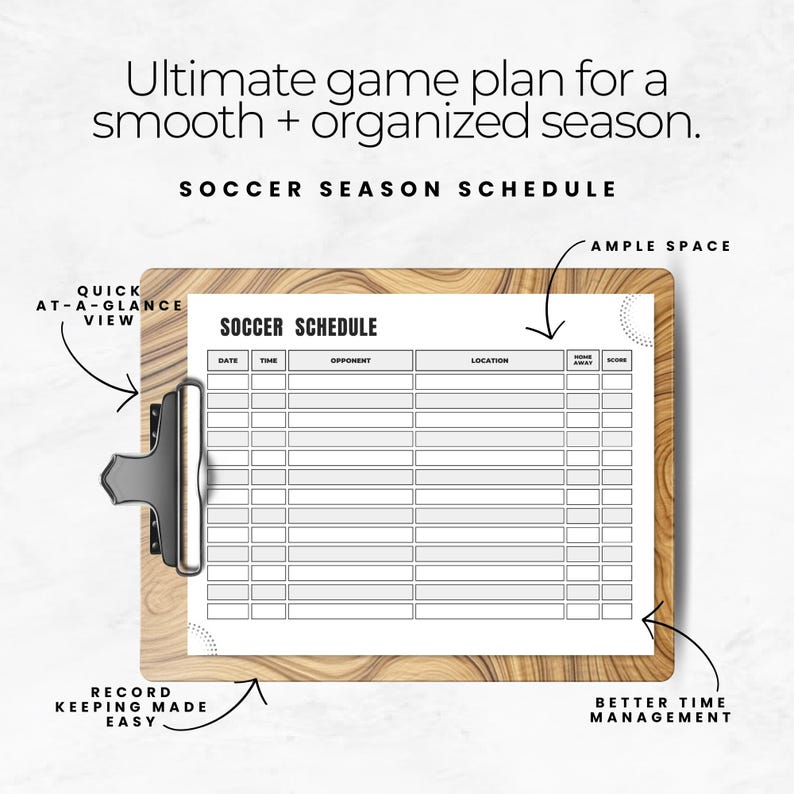 Soccer Season Schedule Worksheets, Football Season Schedule Planner ...