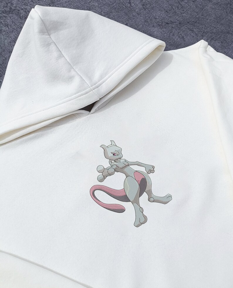 Oversized Mewtwo Embroidered Hoodie Pokemon Sweatshirt, Cozy Mewtwo ...