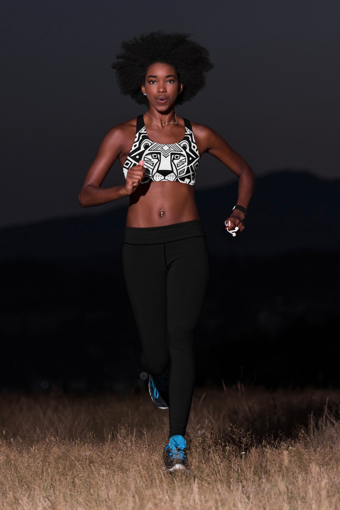 Lioness Pride Series 7: African Lioness in Black and White Sports Bra ...
