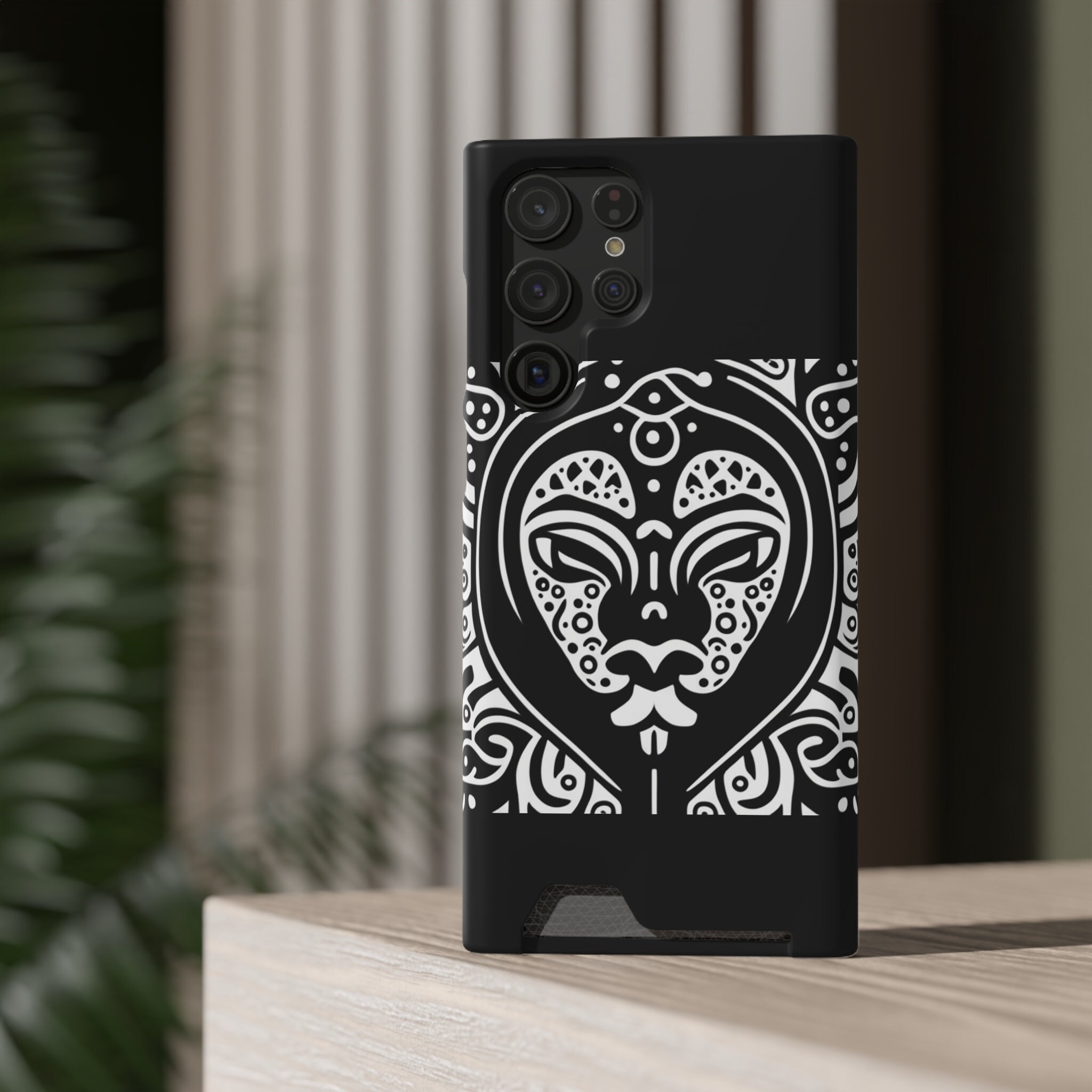 Wild Elegance: Black & White Leopard Print Phone Case With Card Holder ...