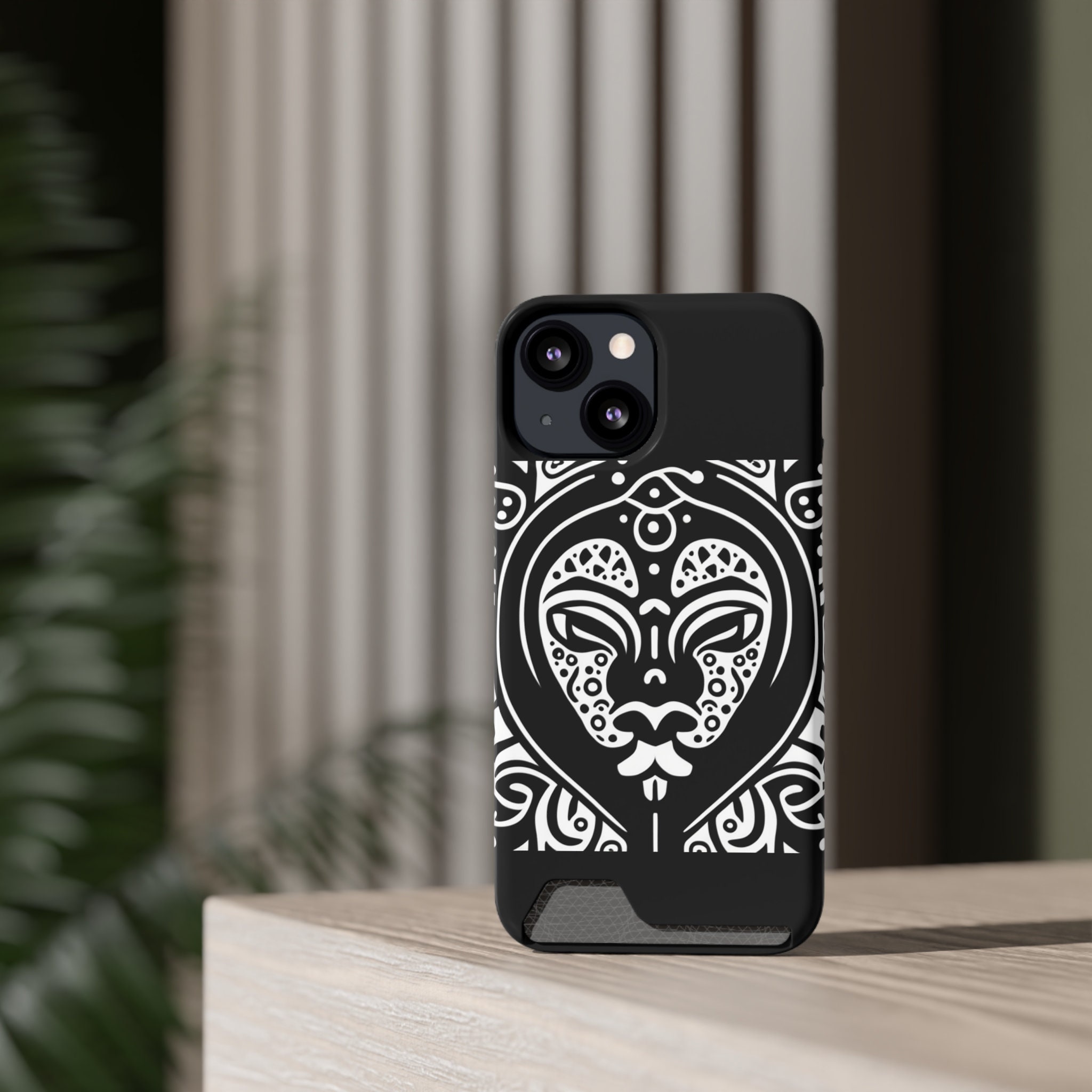 Wild Elegance: Black & White Leopard Print Phone Case With Card Holder ...