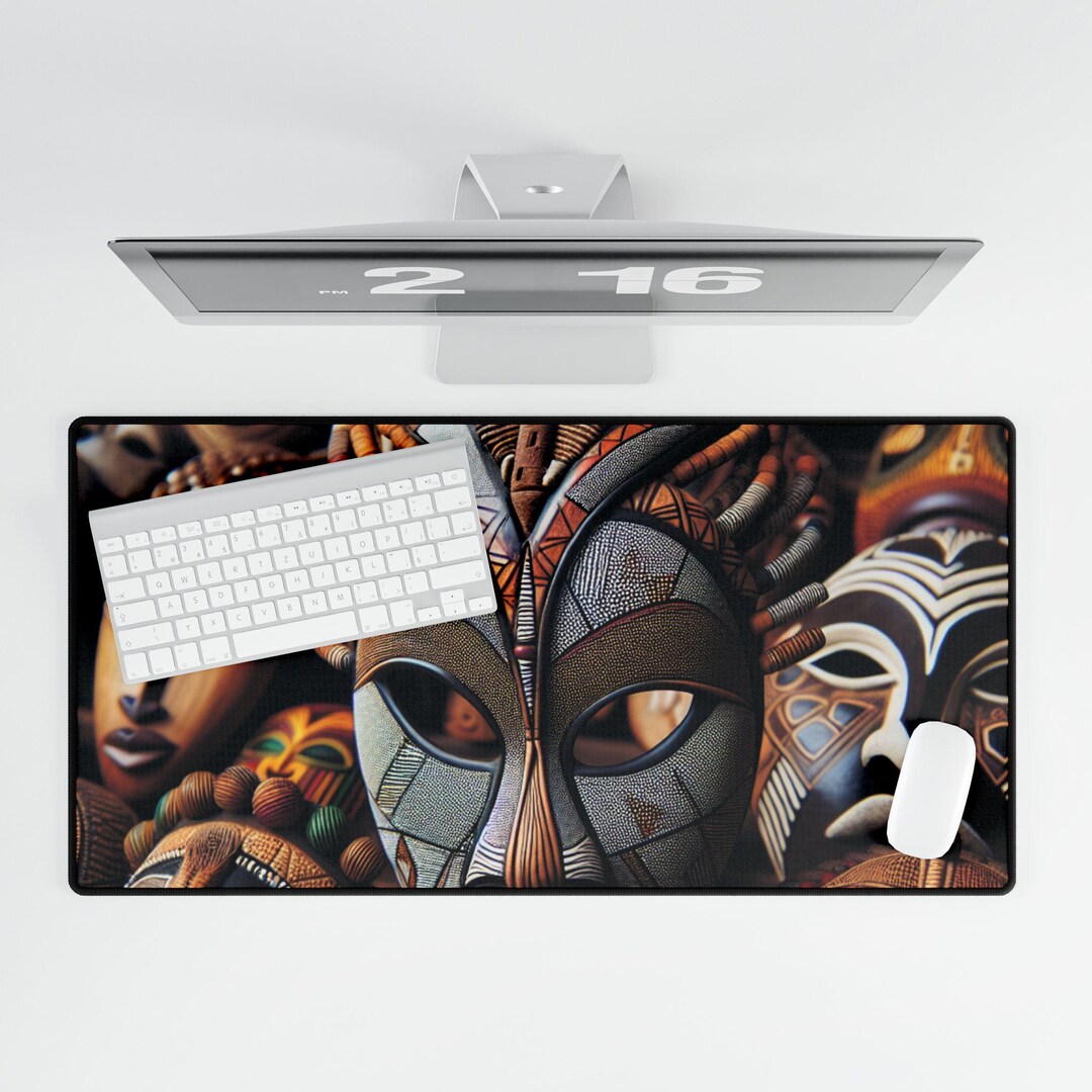 Vibrant African Mask Desk Mat Bold, Colorful, and Unique Desk Mats - Etsy