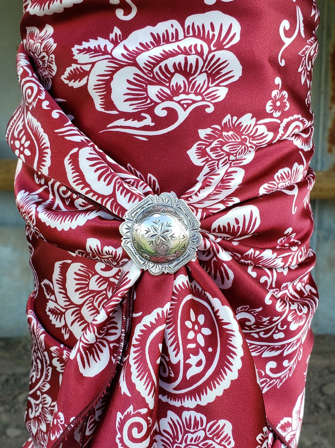 Burgundy Floral Cowboy Buckaroo Wild Rag by Mann Creek Wild Rags - Etsy