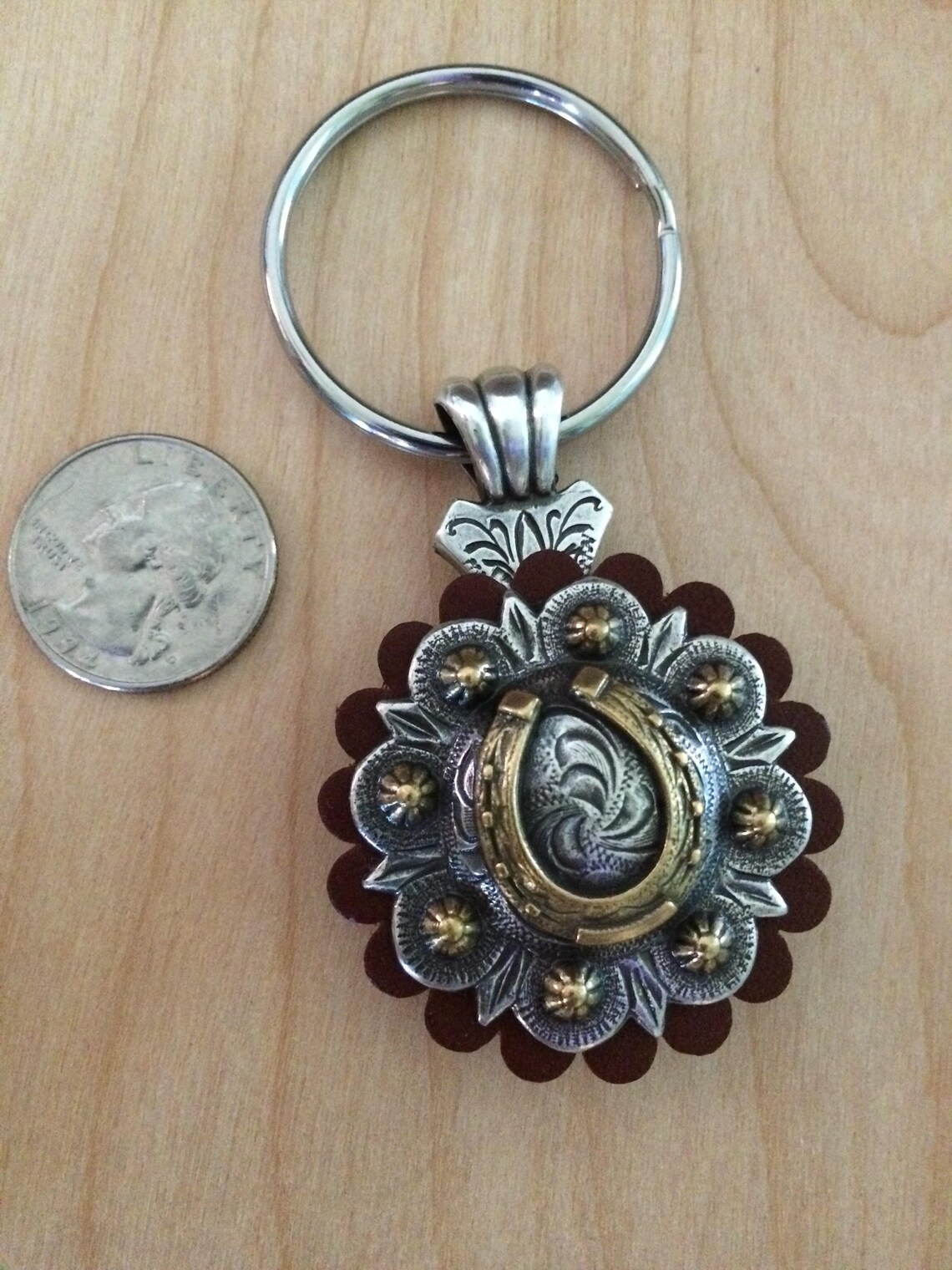 Horse Shoe Concho Keychain - Etsy