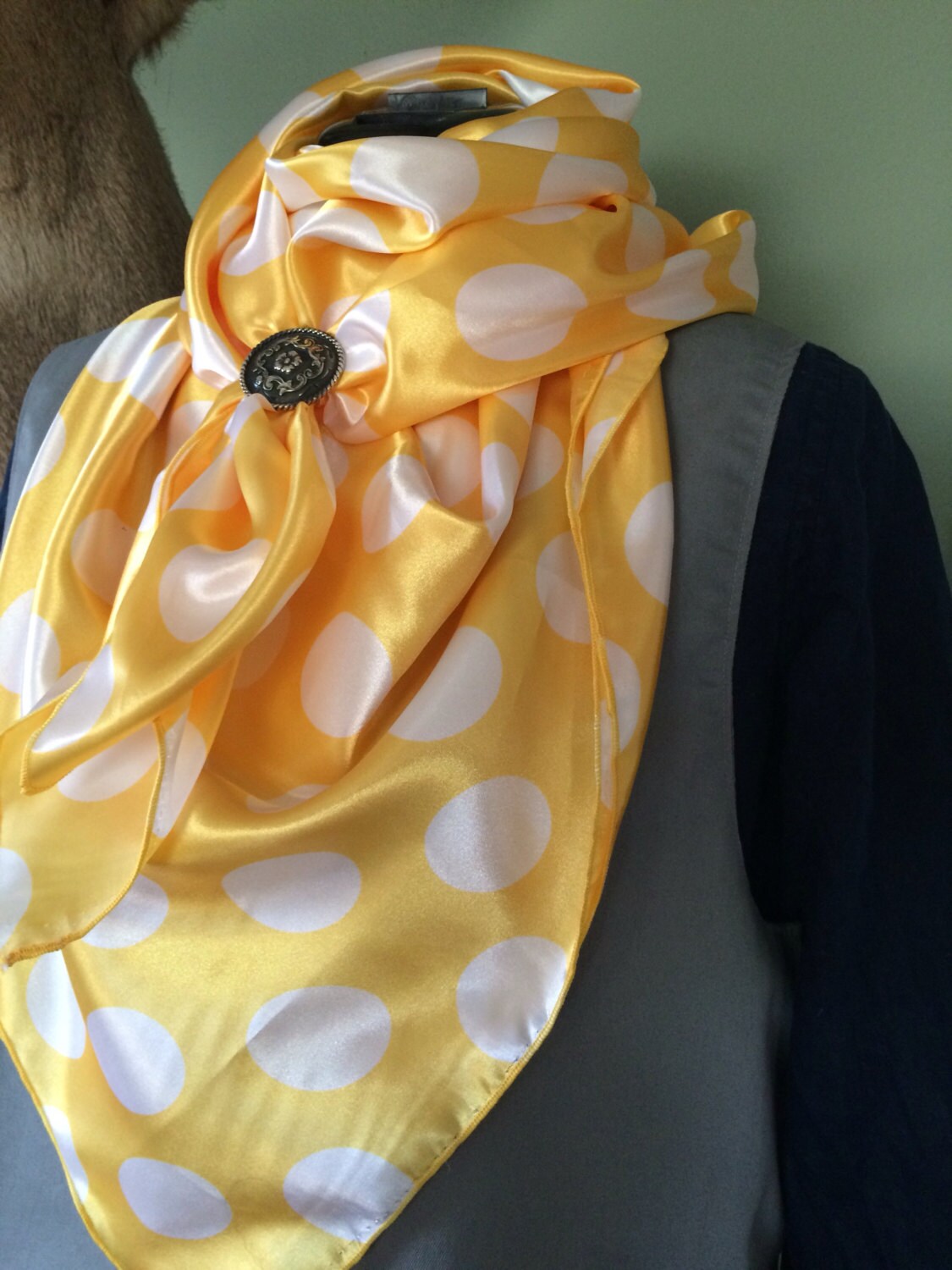 Yellow Polkadot Cowboy Buckaroo Wild Rag by Mann Creek Wild Rags - Etsy