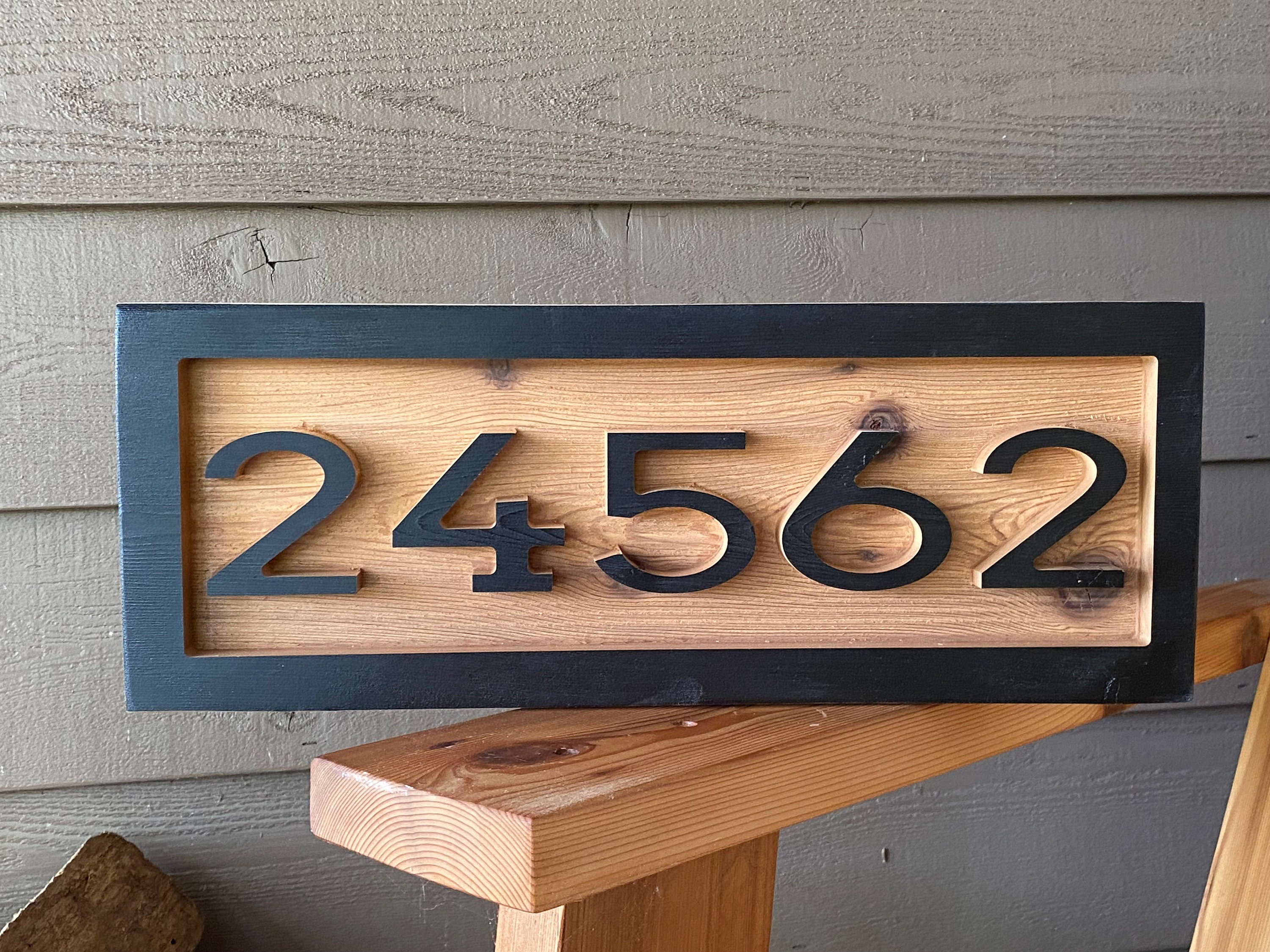 Modern/rustic Solid Cedar House Number Address Sign - Etsy