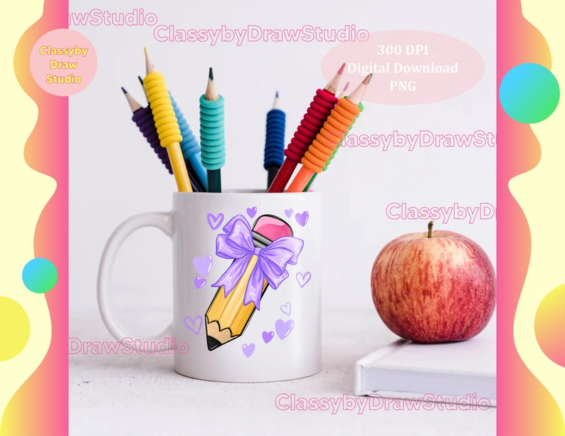 Coquette Pencil PNG, Coquette Bow PNG, Teacher Gift Png, Back to School ...