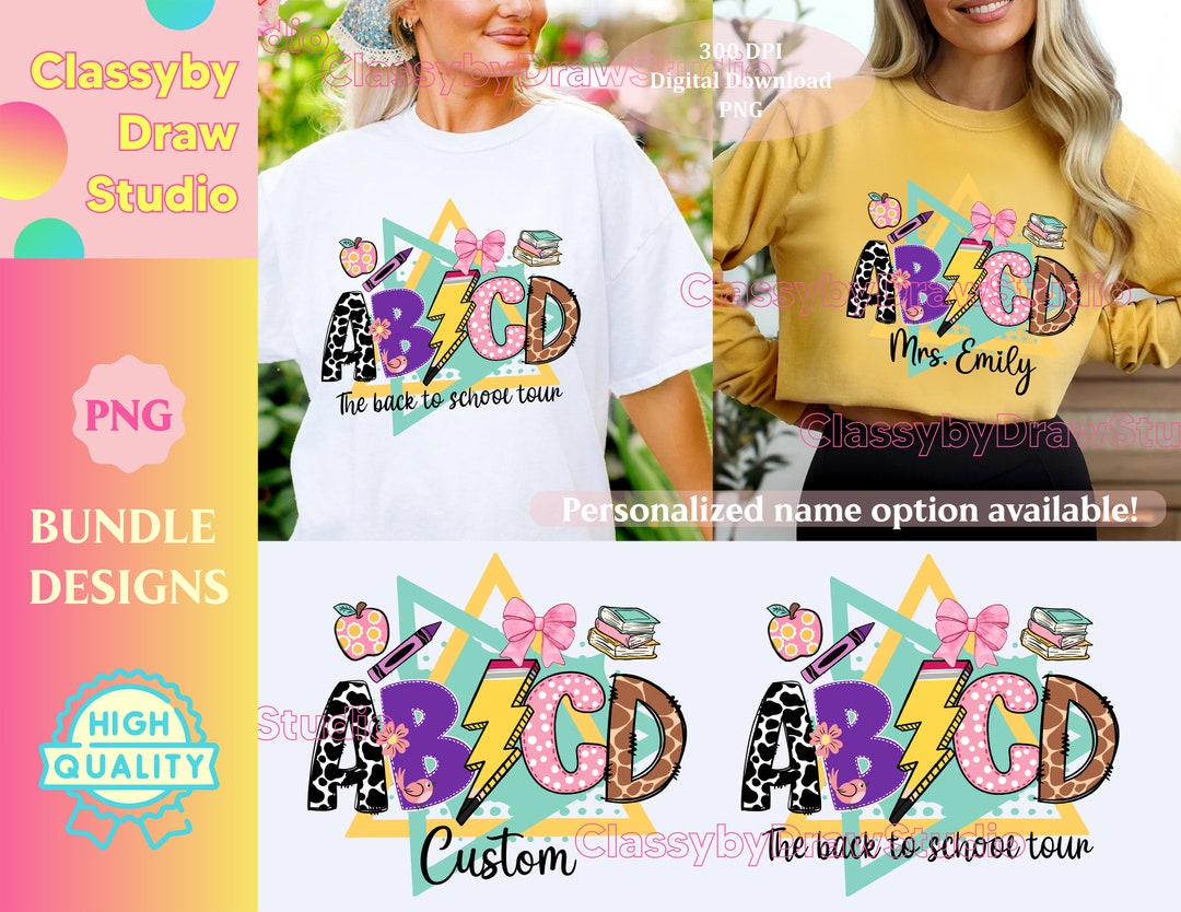 ABCD Teacher Custom Png, Back to School, First Day of School, Teacher ...