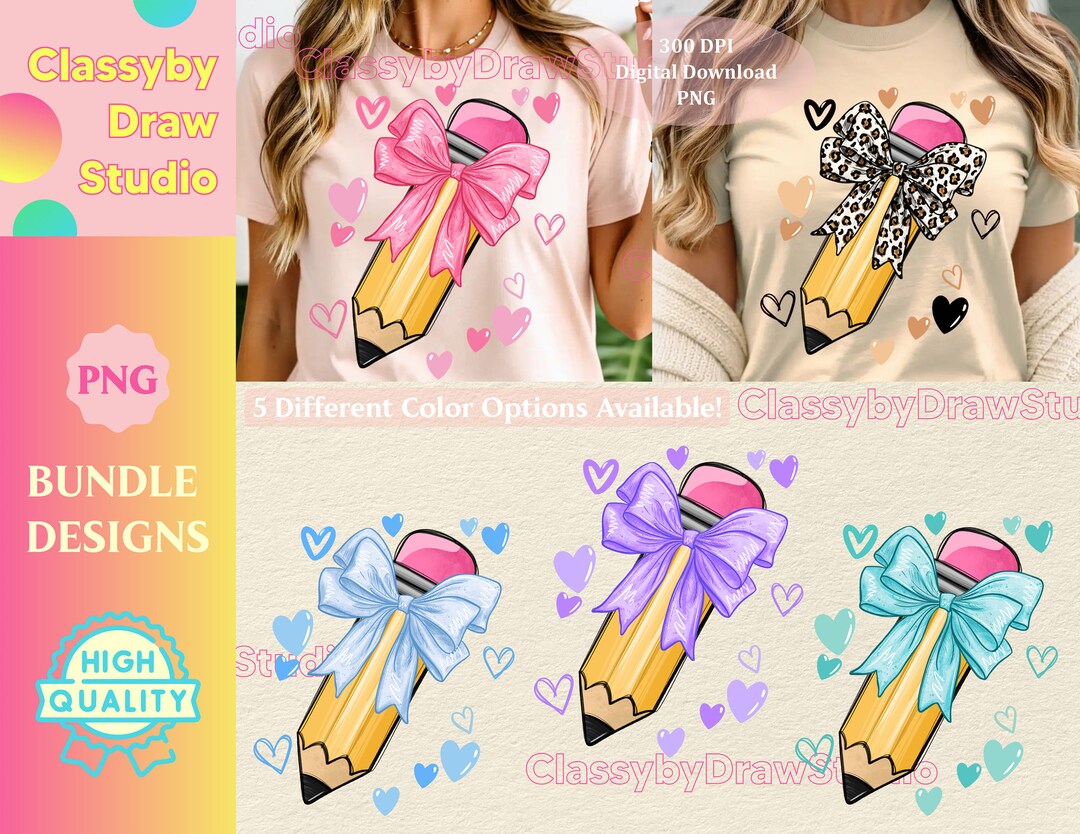 Coquette Pencil PNG, Coquette Bow PNG, Teacher Gift Png, Back to School ...