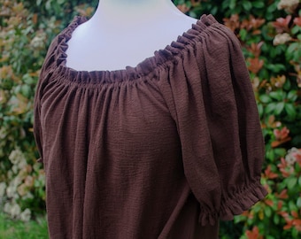 Burgundy Gauze Chemise With Short Sleeves Renaissance Shift | Etsy