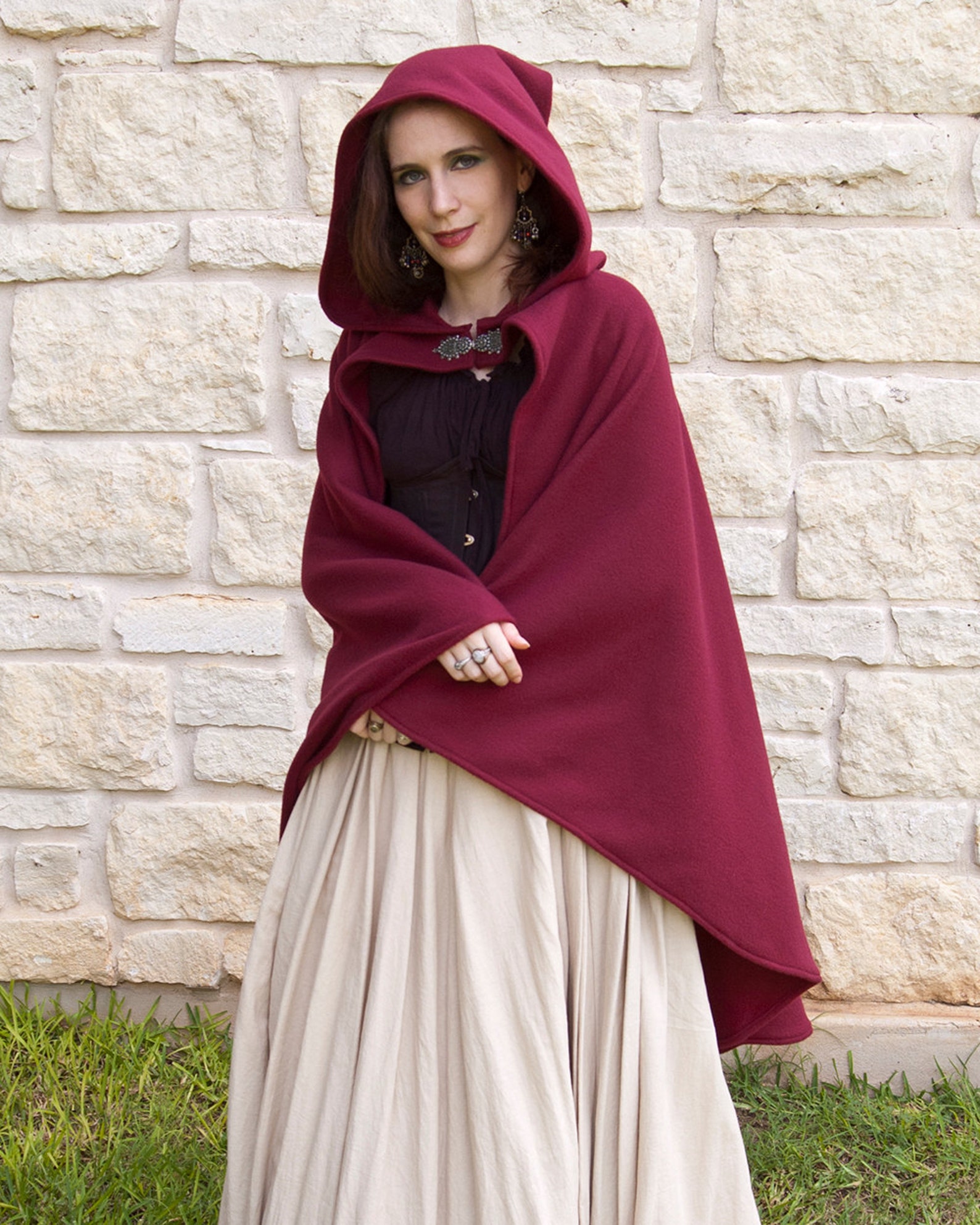 Burgundy Rogue Cape - Renaissance Clothing - Halloween Costume - Ren ...