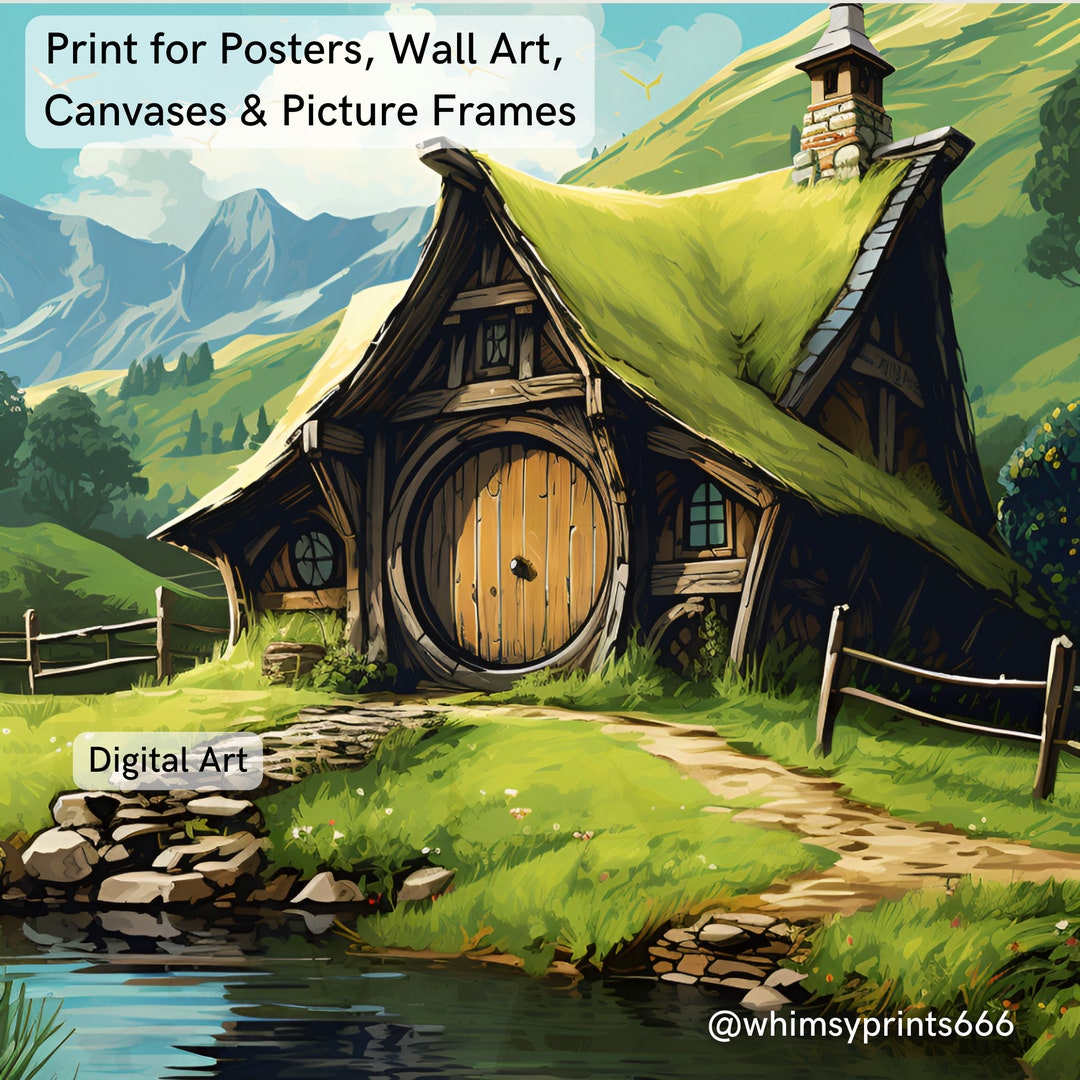 Lord of the Rings Hobbiton Shire Tolkien Digital Fantasy Art for ...