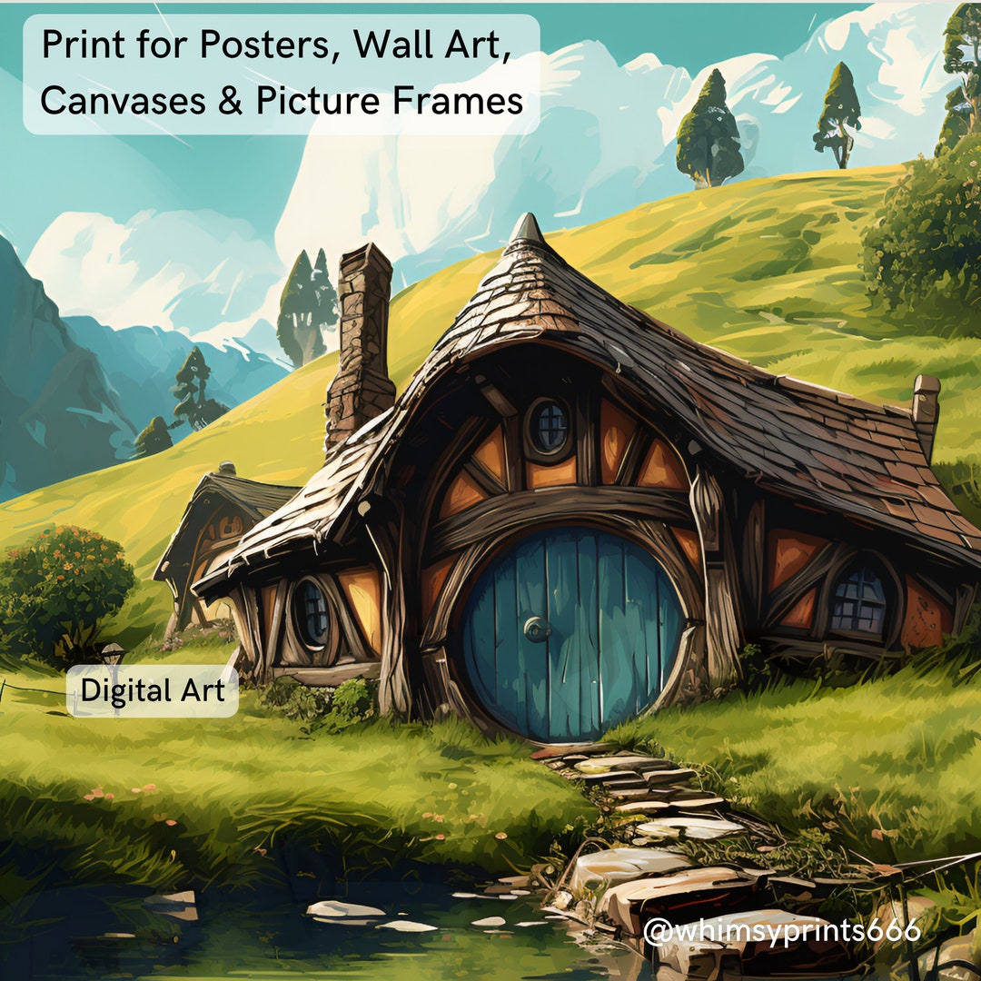 Lord of the Rings Hobbiton Shire Tolkien Digital Fantasy Art for ...