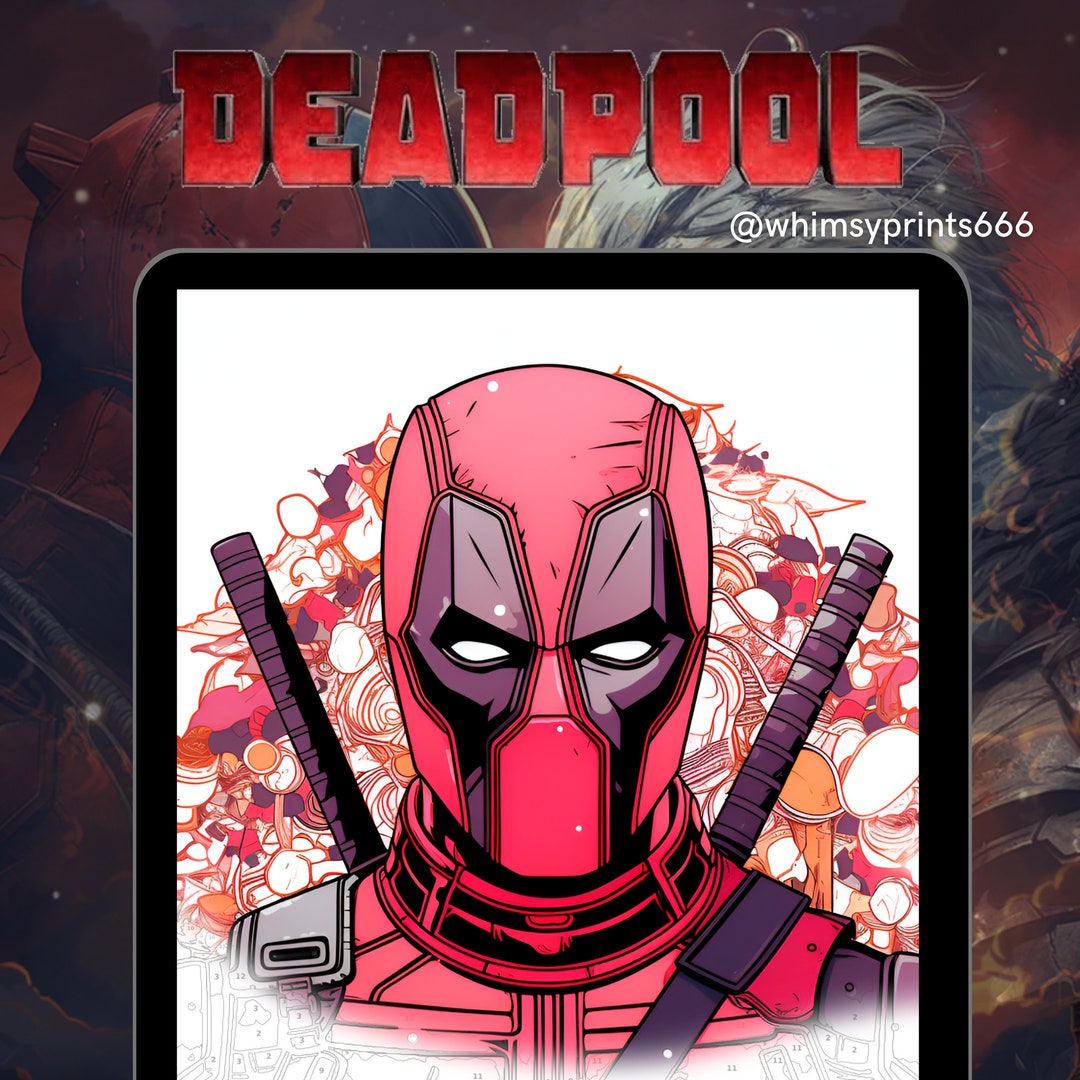 Deadpool Digital Printable Color Paint by Numbers Art DIY Painting ...