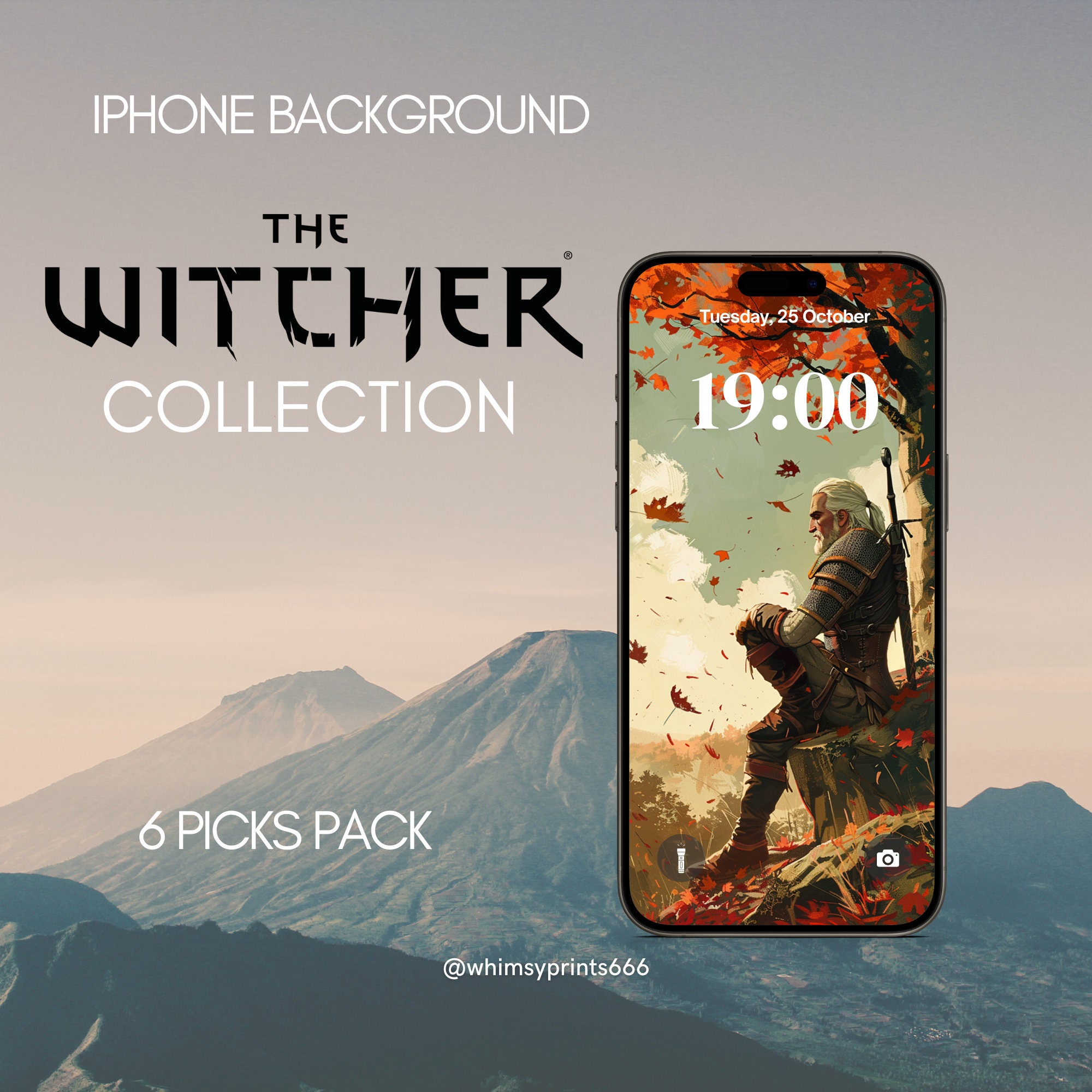 The Witcher Smartphone iPhone Wallpaper Background Set 6xset Digital ...
