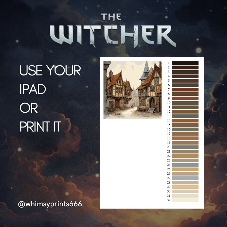 The Witcher Digital Printable Color Paint by Number Art DIY Painting ...