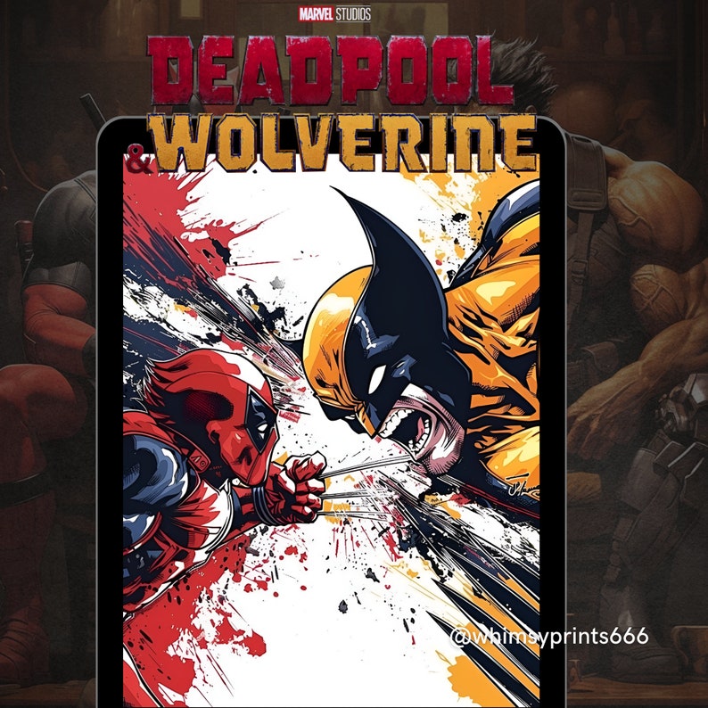 Deadpool Wolverine Digital Printable Color Paint by Number Art DIY ...