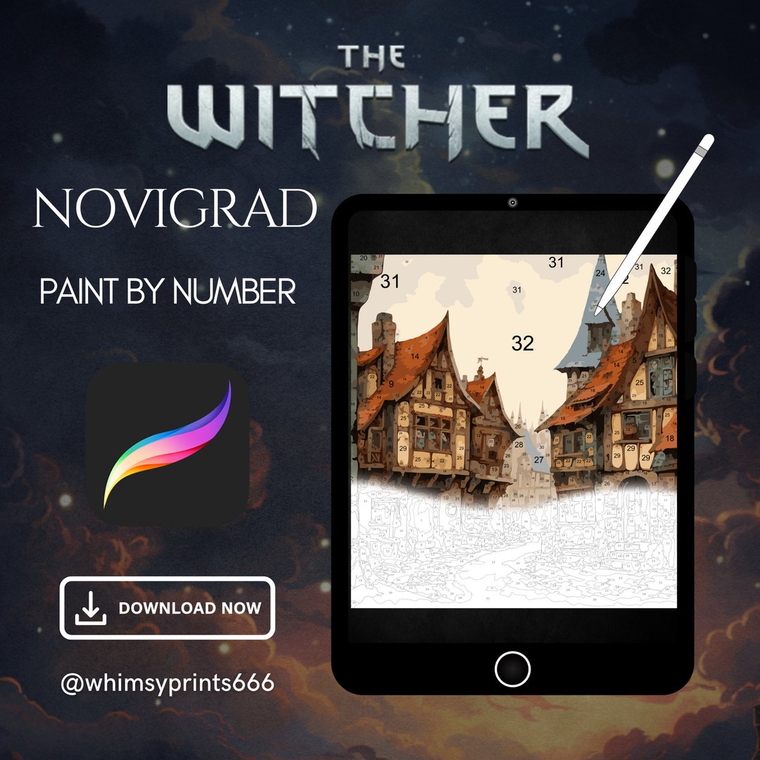 The Witcher Digital Printable Color Paint by Number Art DIY Painting ...