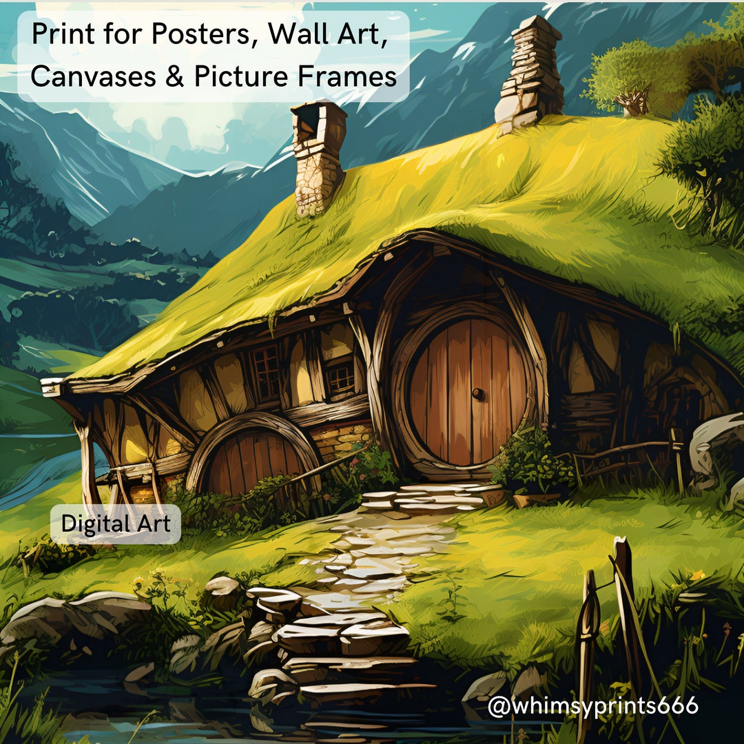 Lord of the Rings Hobbiton Shire Tolkien Digital Fantasy Art for ...