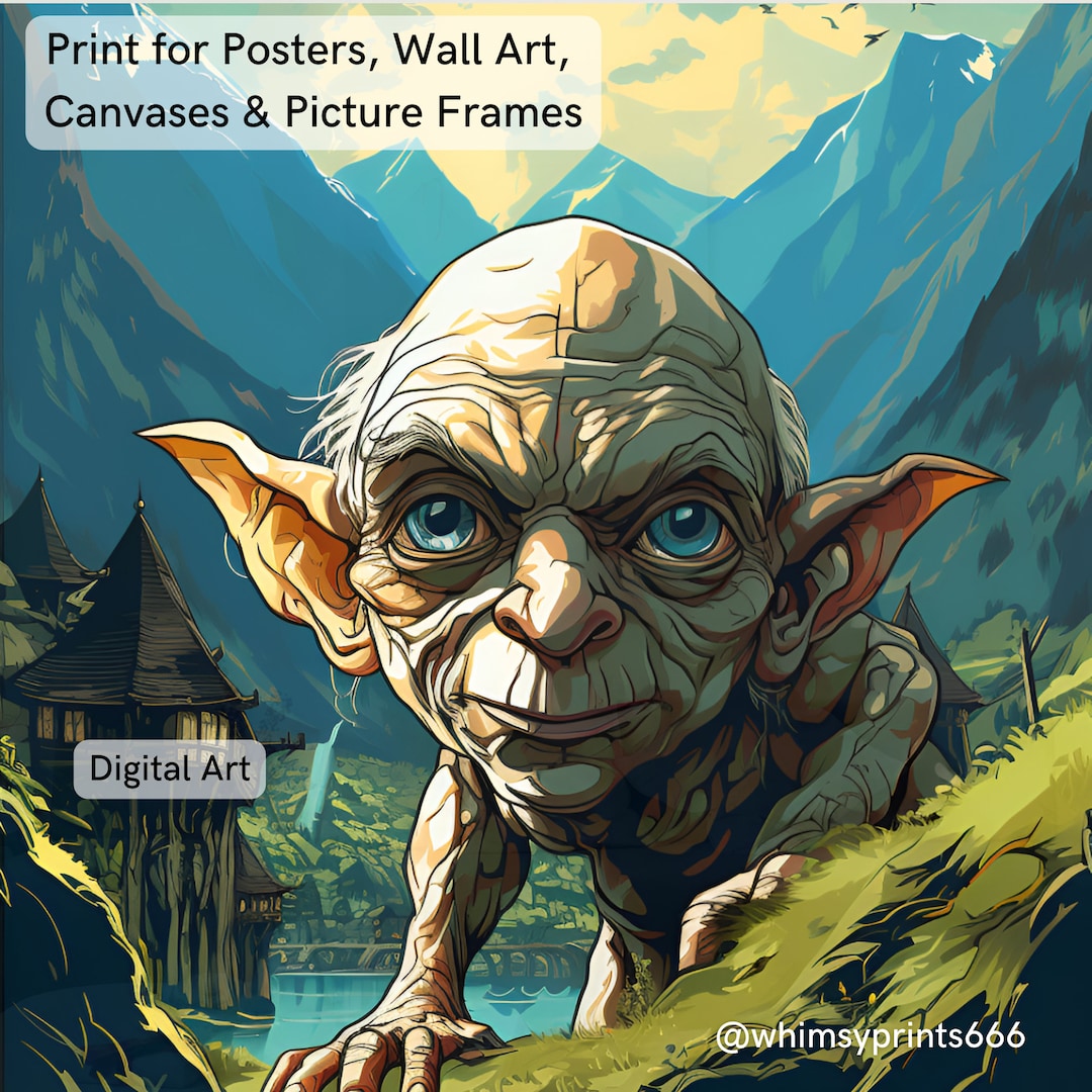 Digital Lord of the Rings Gollum Printable Fantasy Art for Posters ...